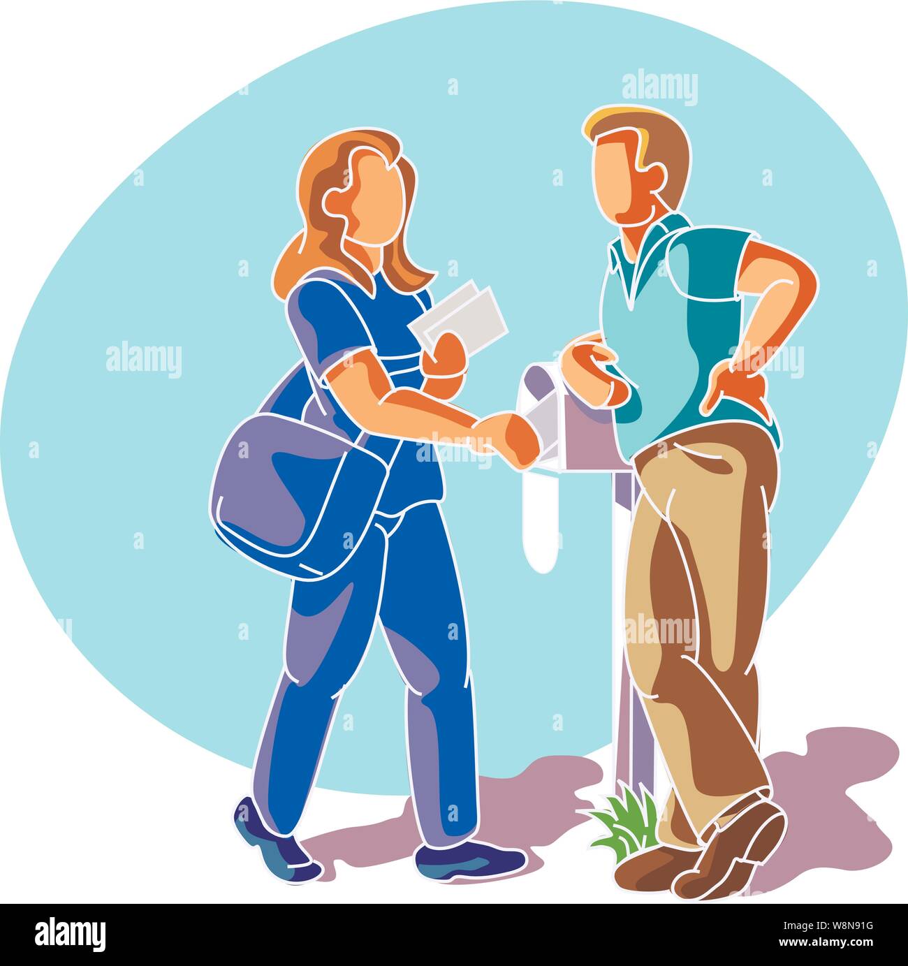 Talking to a customer Stock Vector Images - Alamy