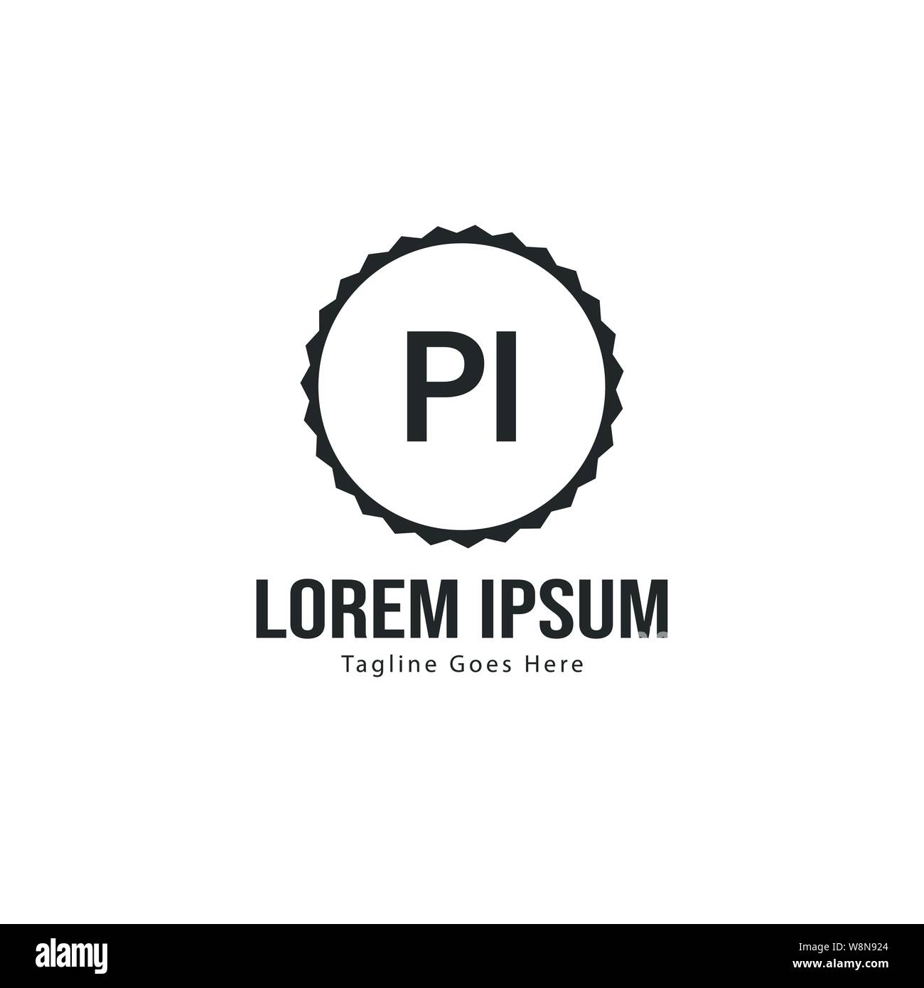 Initial PI logo template with modern frame. Minimalist PI letter logo ...