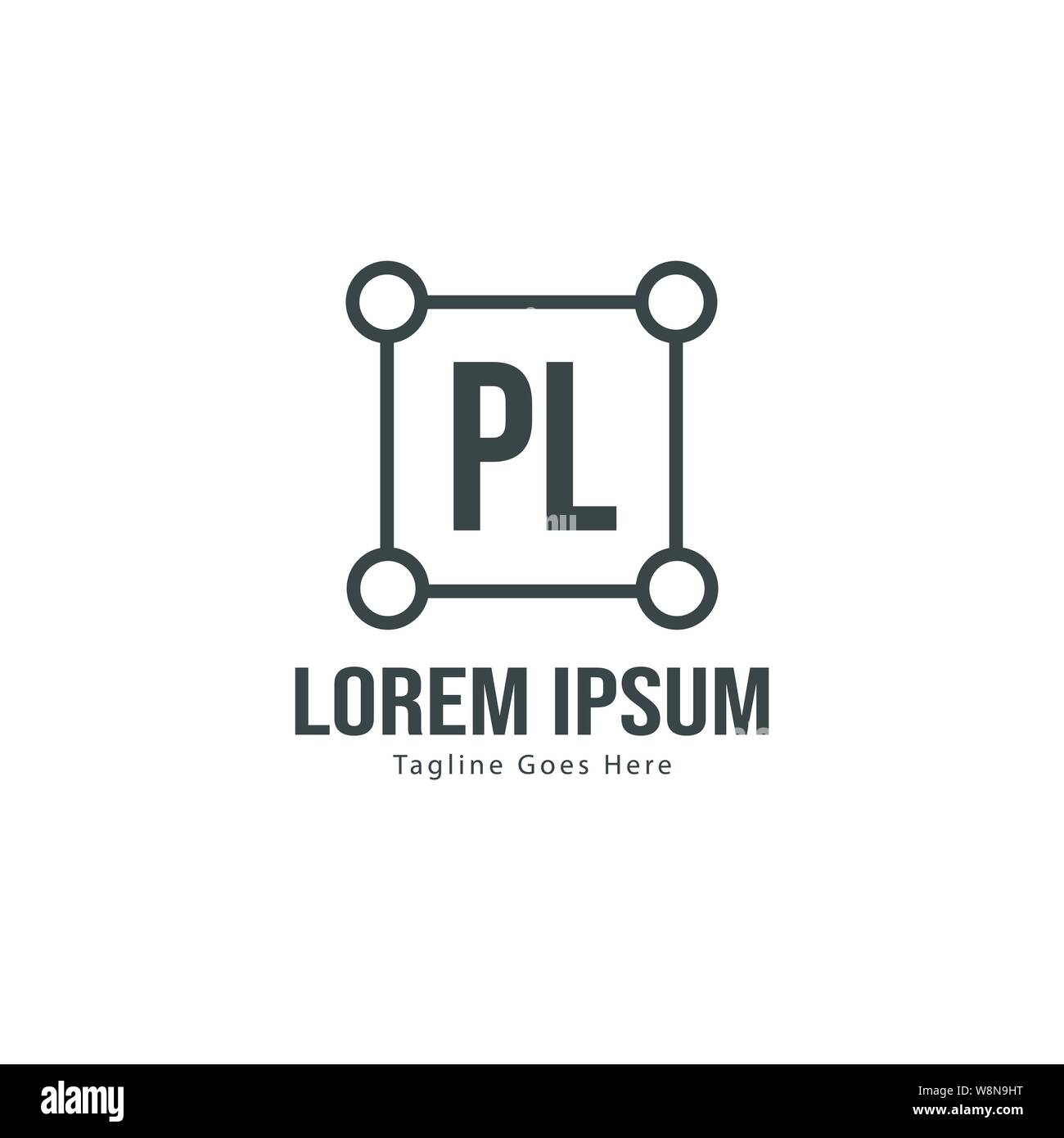 Initial PL logo template with modern frame. Minimalist PL letter logo ...