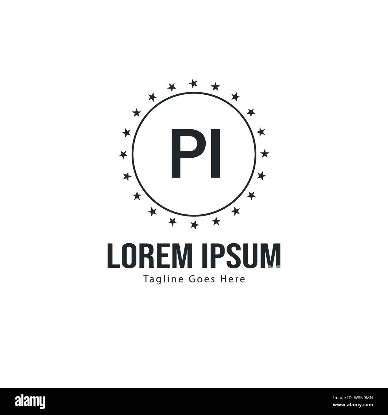 Initial PI logo template with modern frame. Minimalist PI letter logo vector illustration design ...