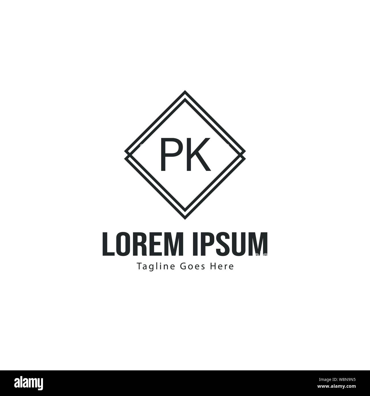 Initial PK logo template with modern frame. Minimalist PK letter logo ...