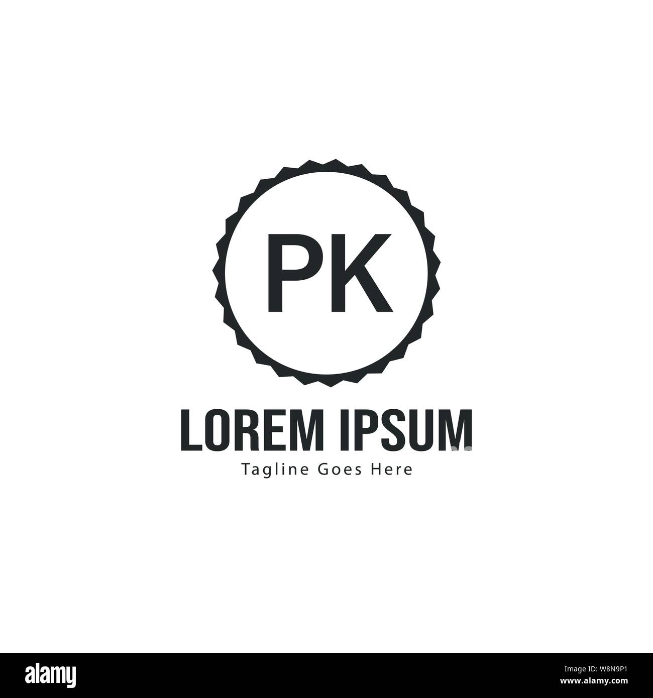 Initial PK logo template with modern frame. Minimalist PK letter logo ...