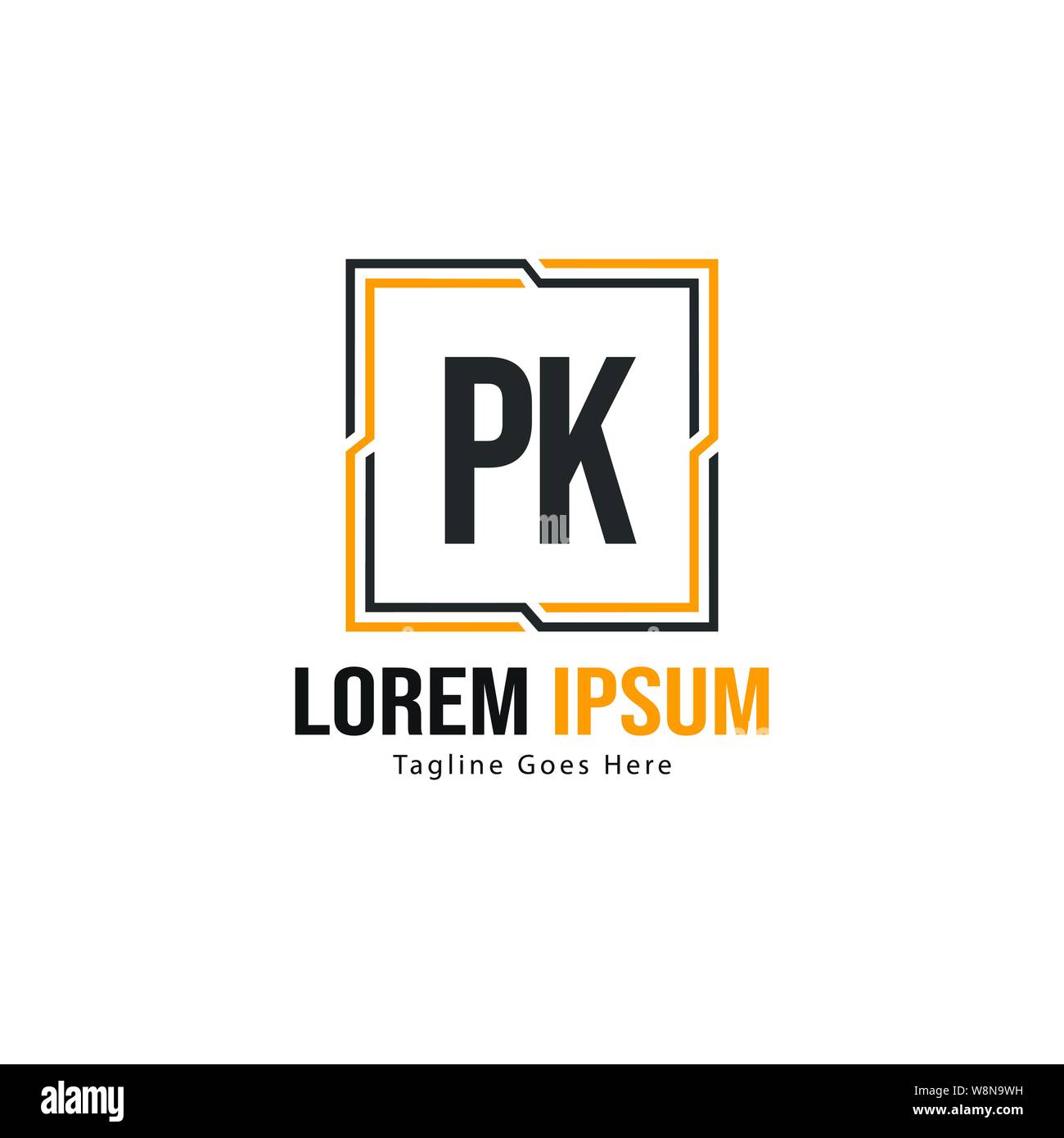 Initial PK logo template with modern frame. Minimalist PK letter logo ...