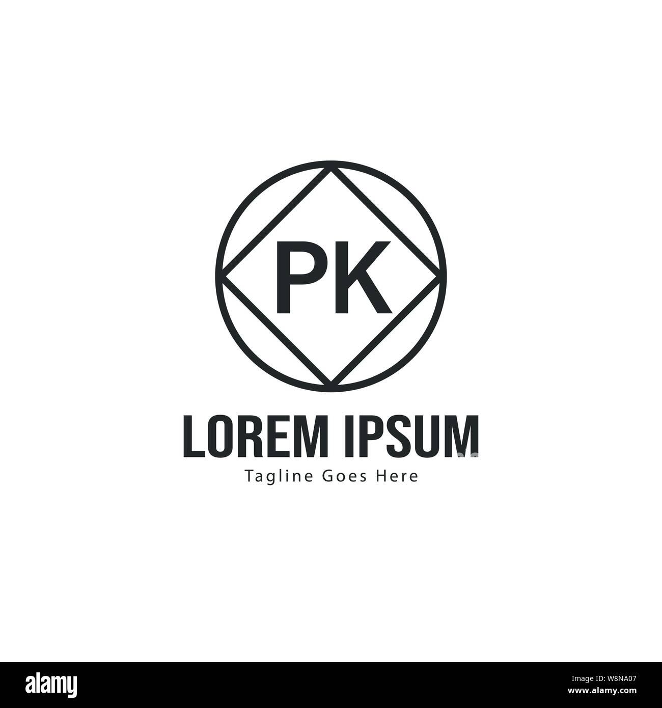 Initial PK logo template with modern frame. Minimalist PK letter logo ...