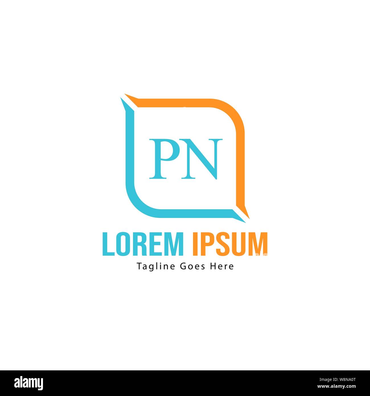 Initial PN logo template with modern frame. Minimalist PN letter logo ...