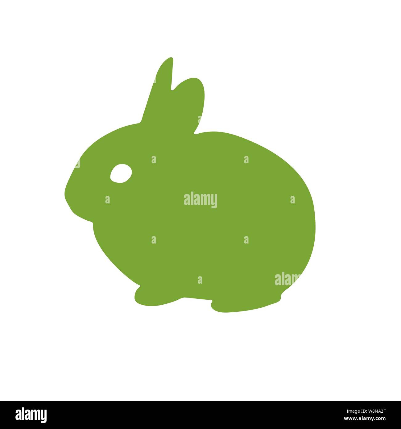 Bunny rabbit green icon. Abstract outline. Hand drawn minimalism style ...
