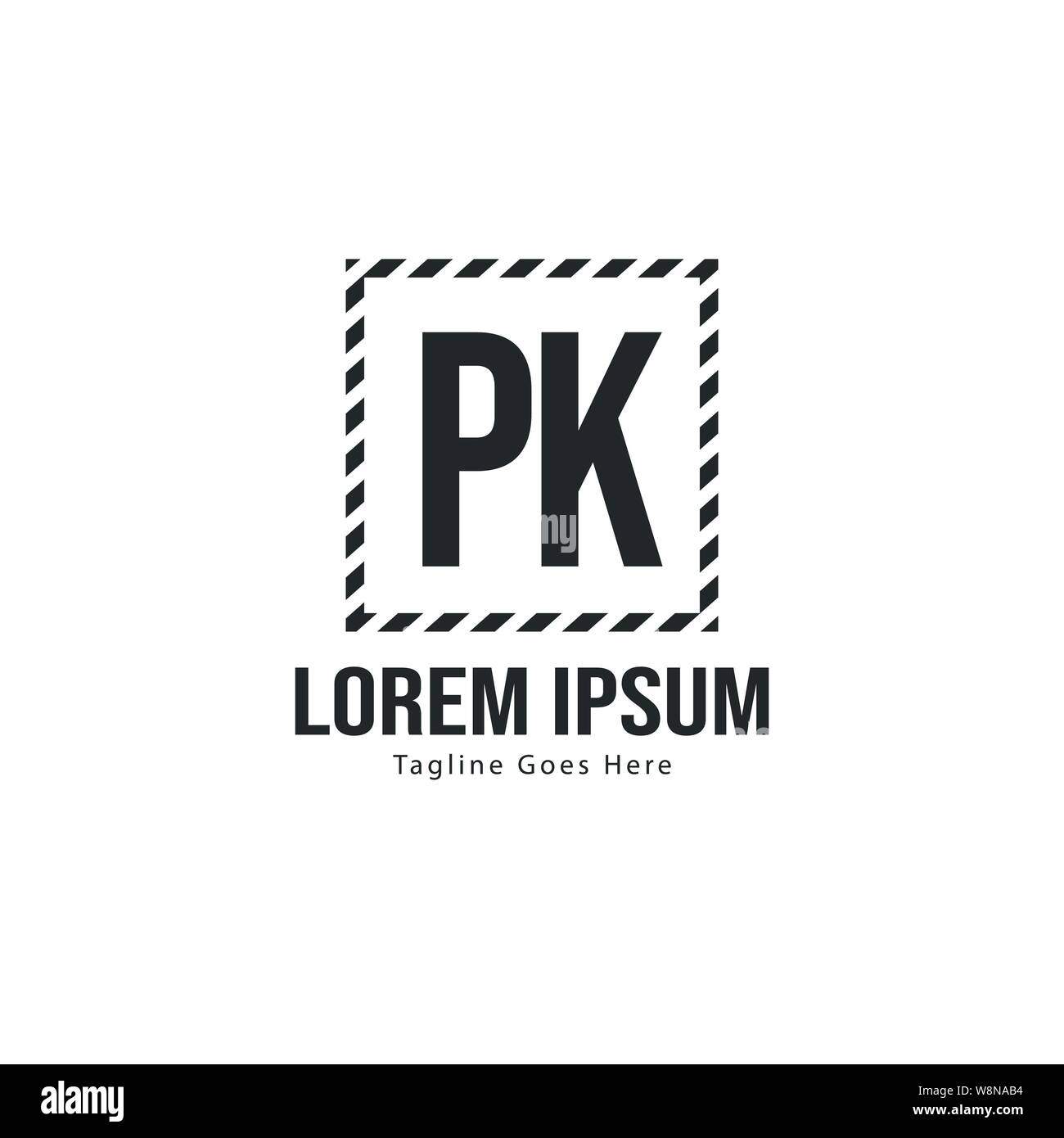 Initial PK logo template with modern frame. Minimalist PK letter logo ...