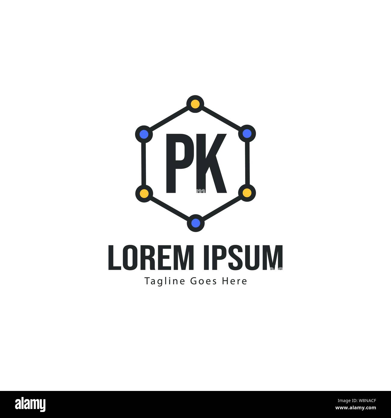 Initial PK logo template with modern frame. Minimalist PK letter logo ...