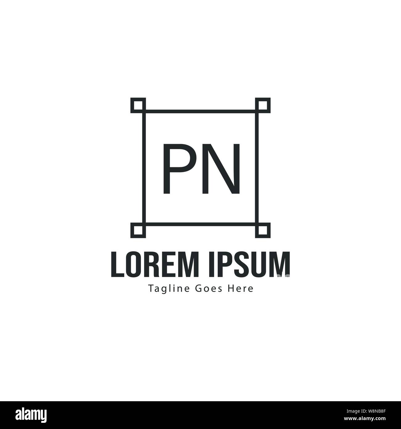 Initial PN logo template with modern frame. Minimalist PN letter logo ...