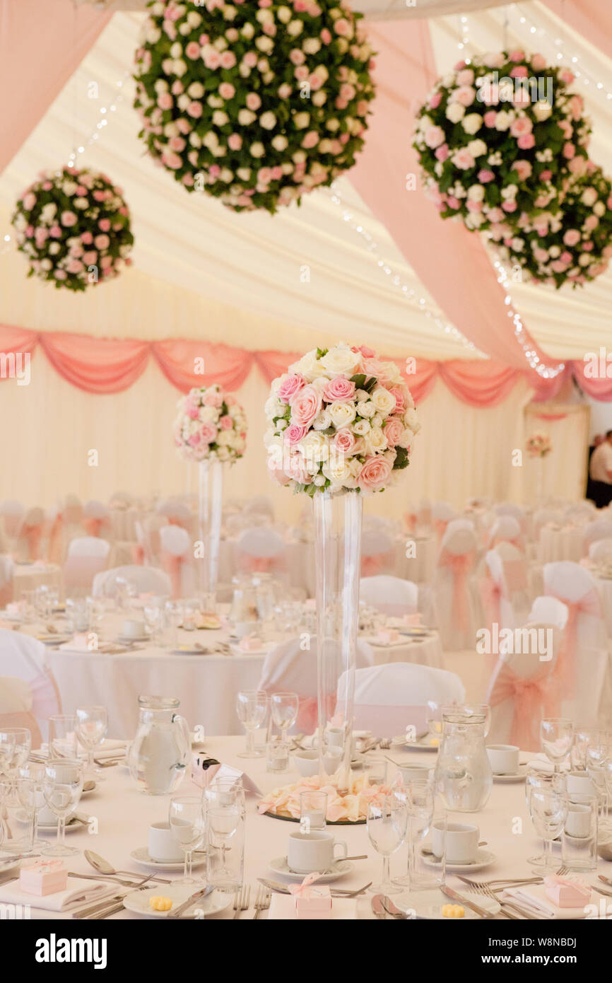 Pink Wedding Floral Decorations Stock Photo - Alamy