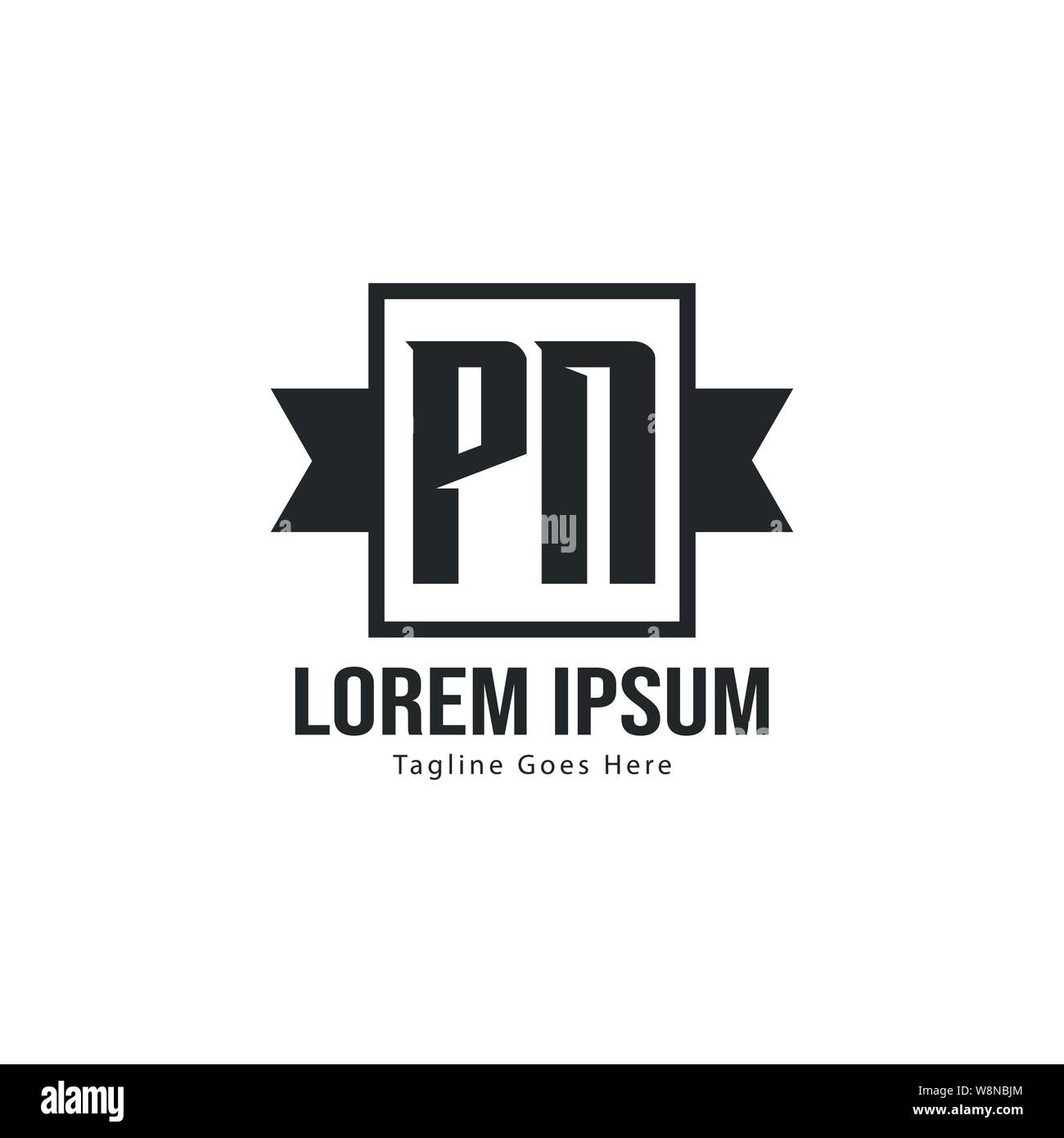 Initial PN logo template with modern frame. Minimalist PN letter logo ...