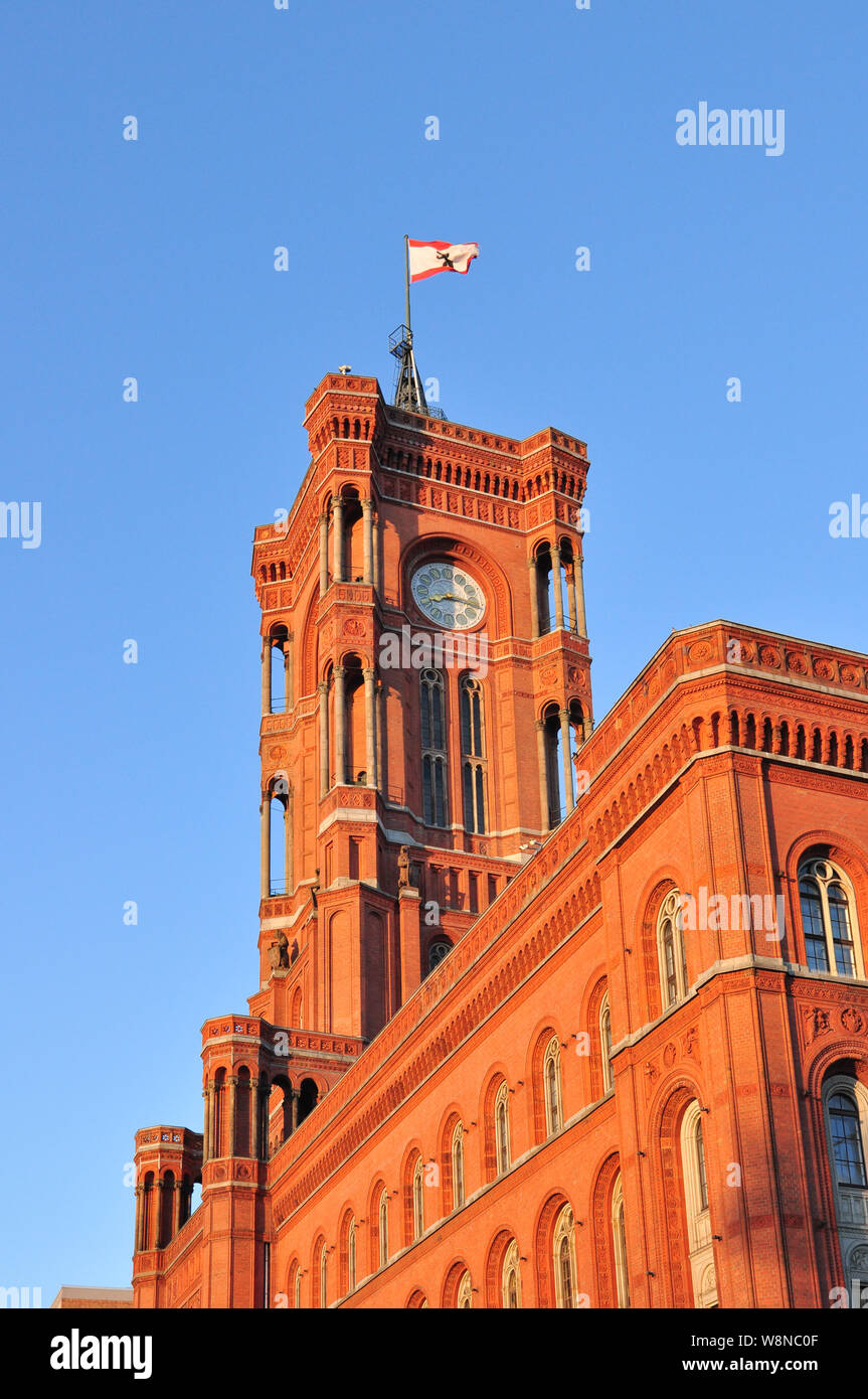 Red brick town hall tower hi-res stock photography and images - Alamy
