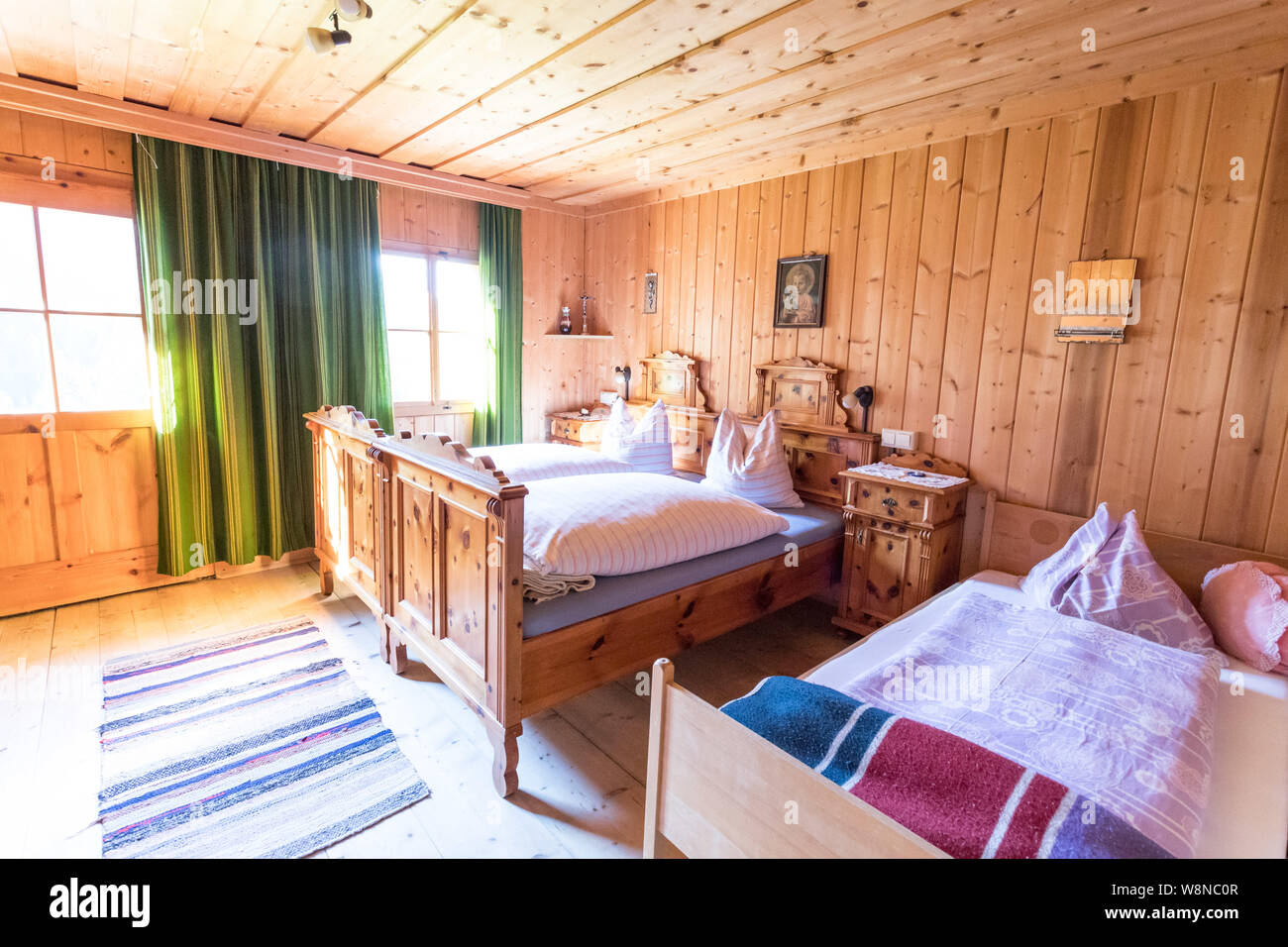 Inside of a rustic wooden hut or cabin, Austria Stock Photo - Alamy