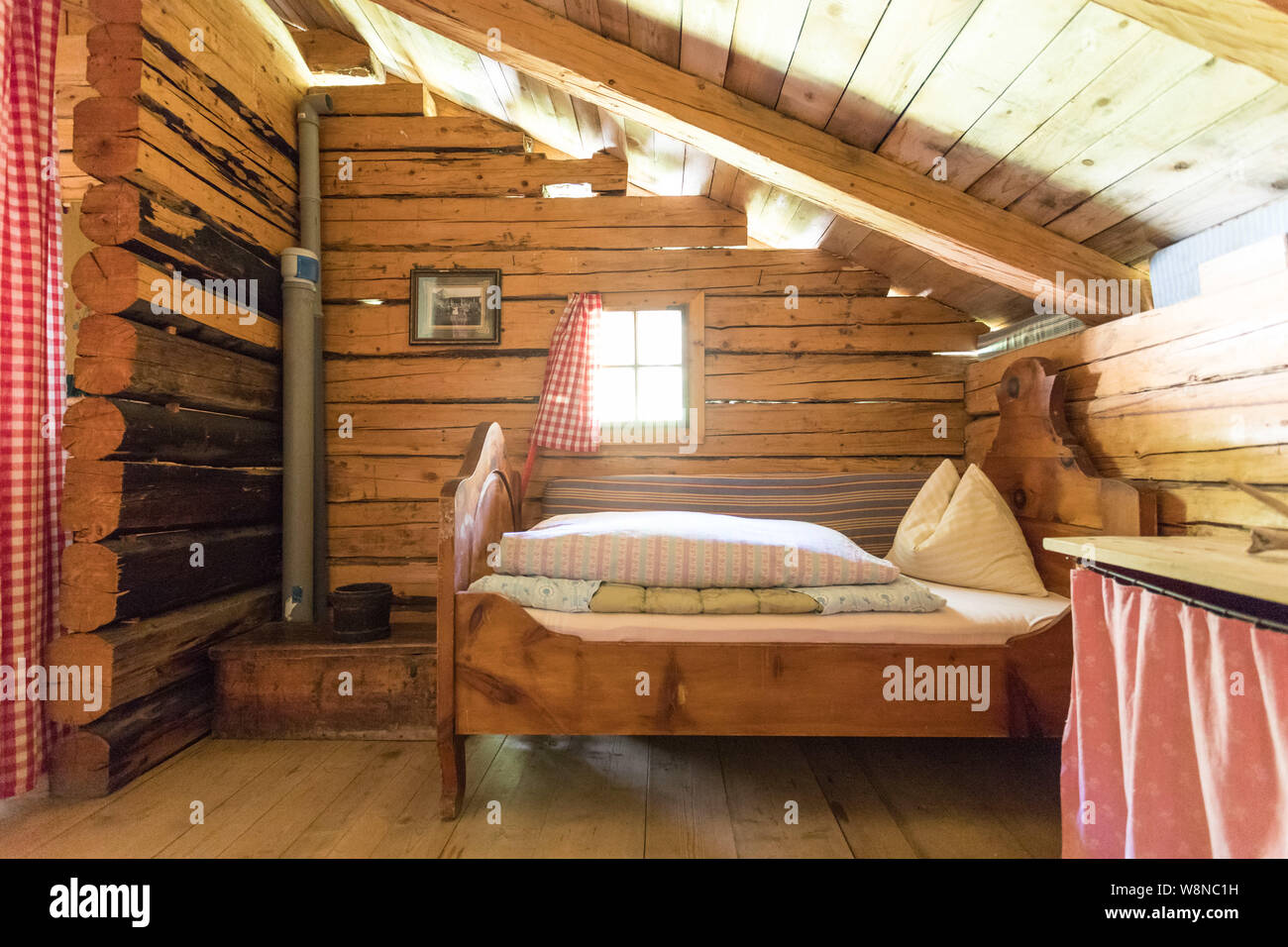 Inside of a rustic wooden hut or cabin, Austria Stock Photo - Alamy