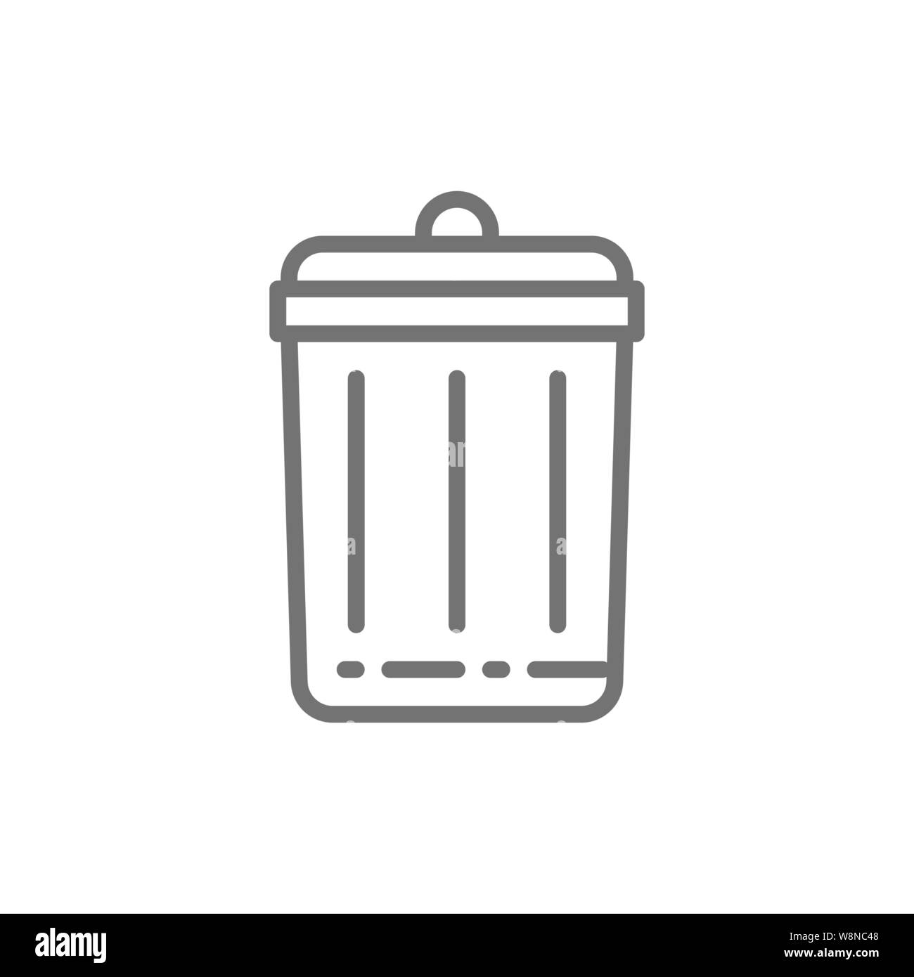 Trash can, bin line icon. Isolated on white background Stock Vector ...