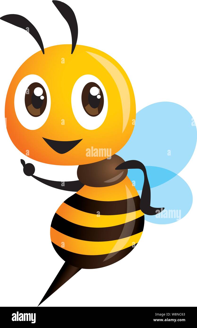 Cartoon cute bee pointing. vector illustration isolated Stock Vector ...