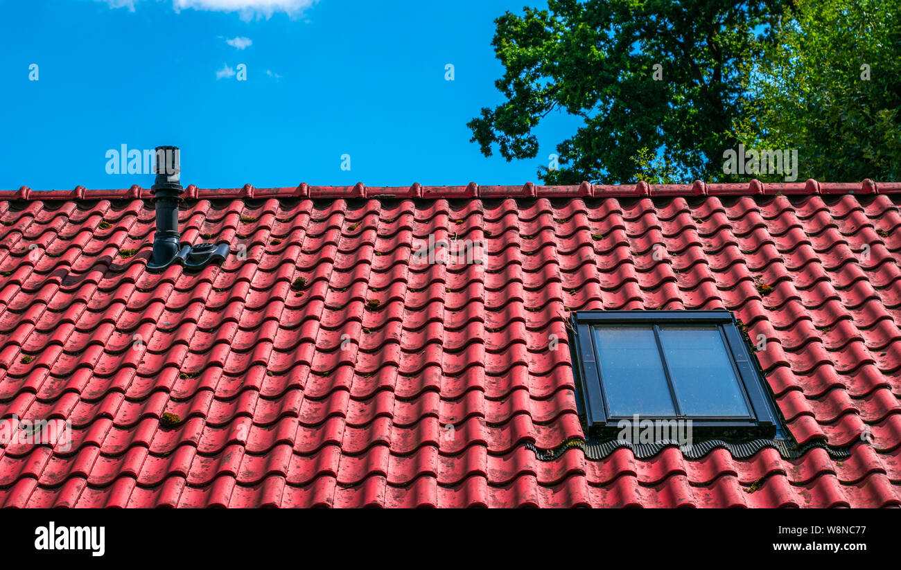 Dutch orange roof with a window Stock Photo - Alamy