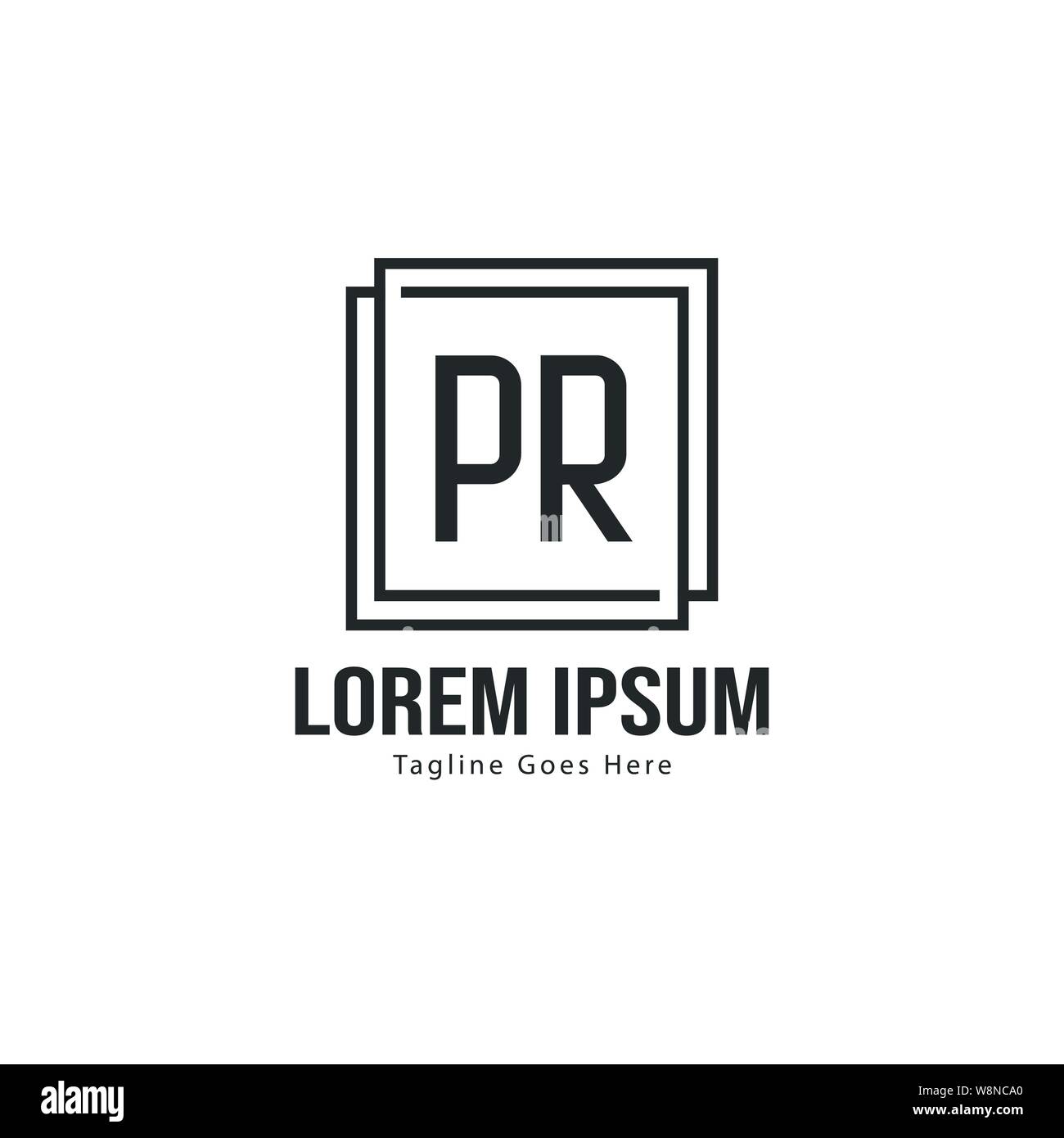 Initial PR logo template with modern frame. Minimalist PR letter logo ...