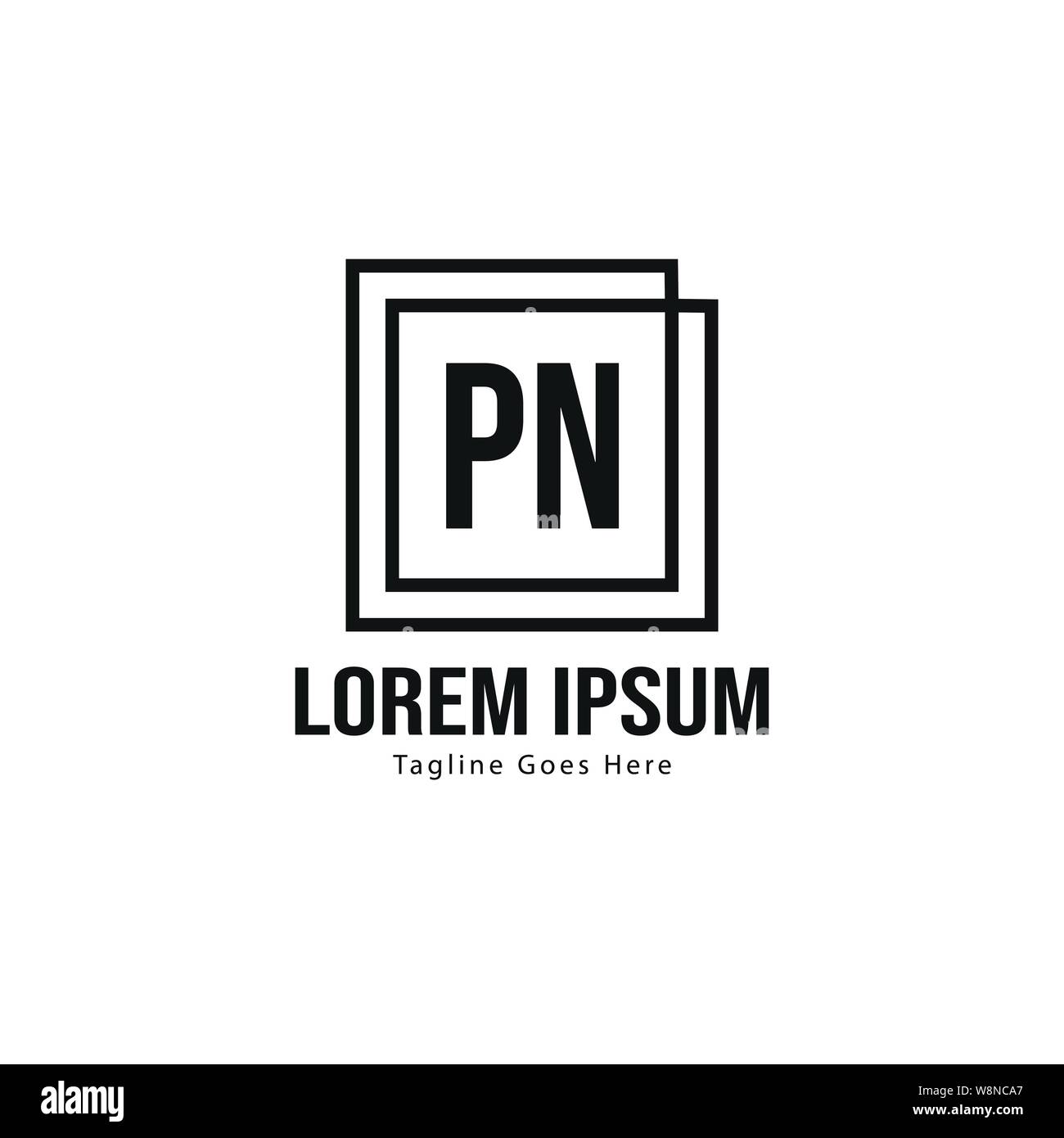 Initial PN logo template with modern frame. Minimalist PN letter logo ...