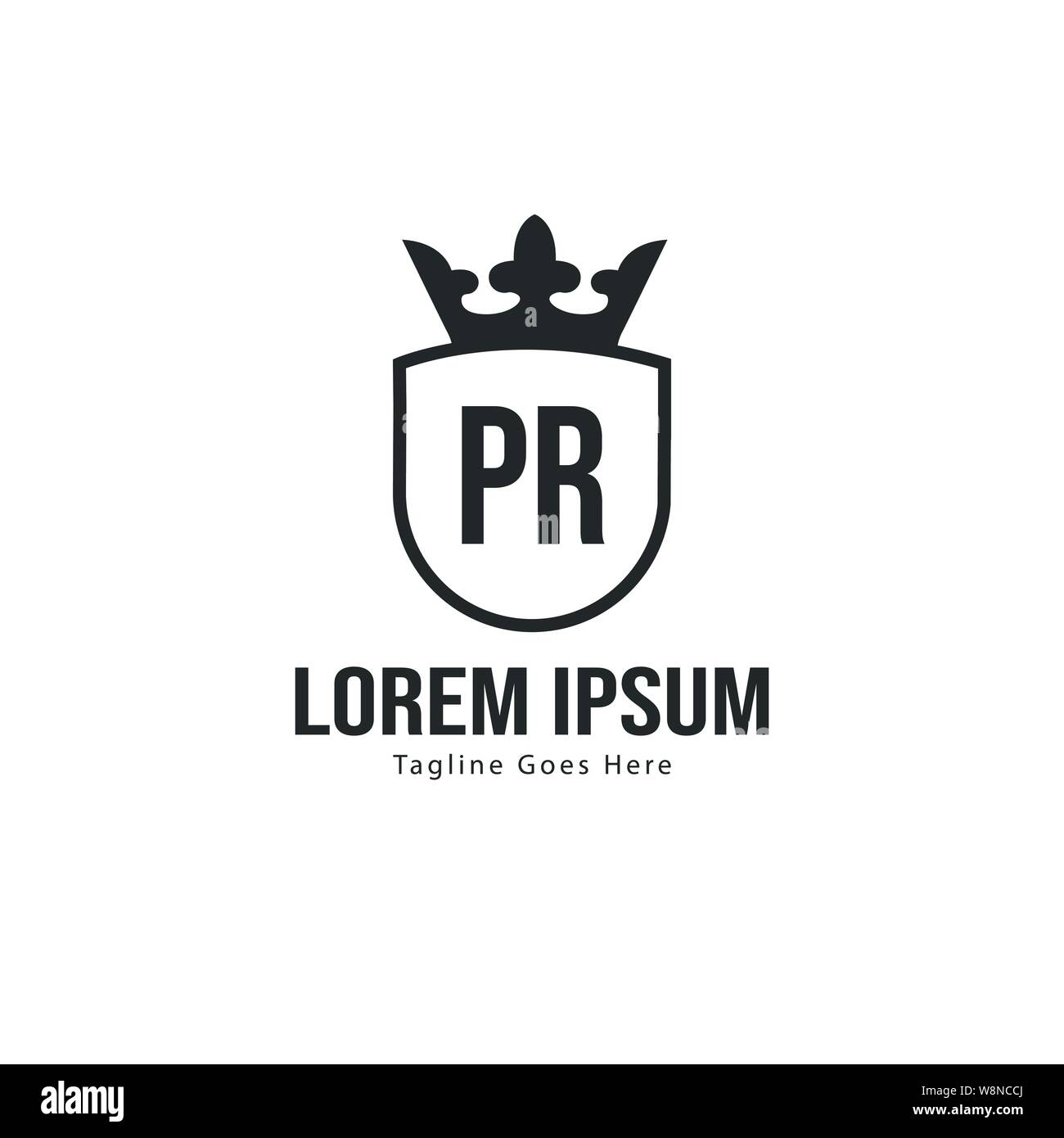 Initial PR logo template with modern frame. Minimalist PR letter logo ...