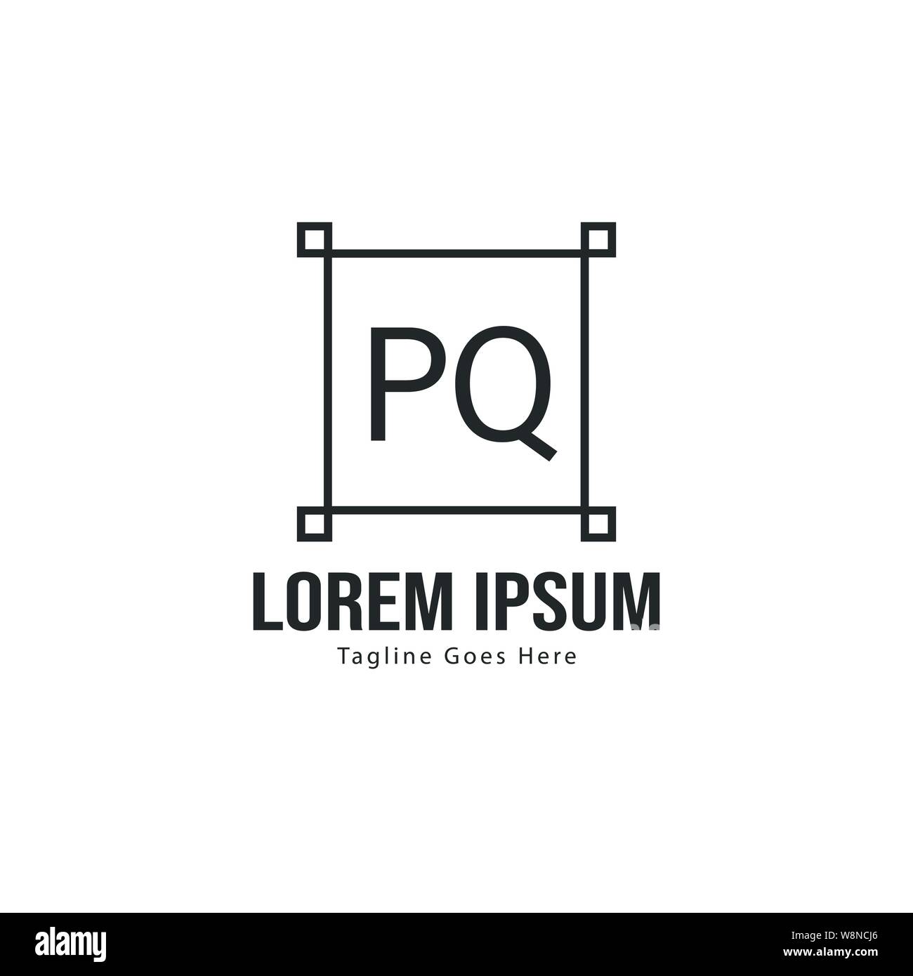 Initial PQ logo template with modern frame. Minimalist PQ letter logo ...