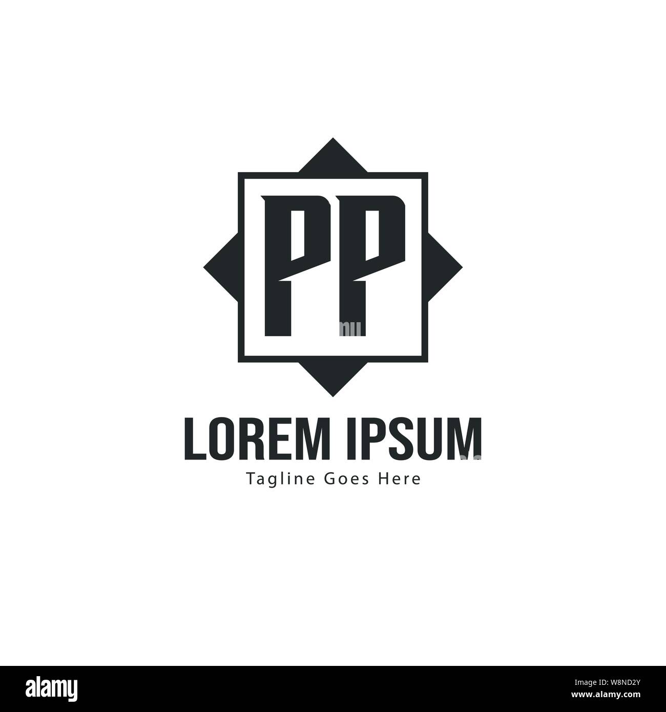 Initial PP logo template with modern frame. Minimalist PP letter logo ...