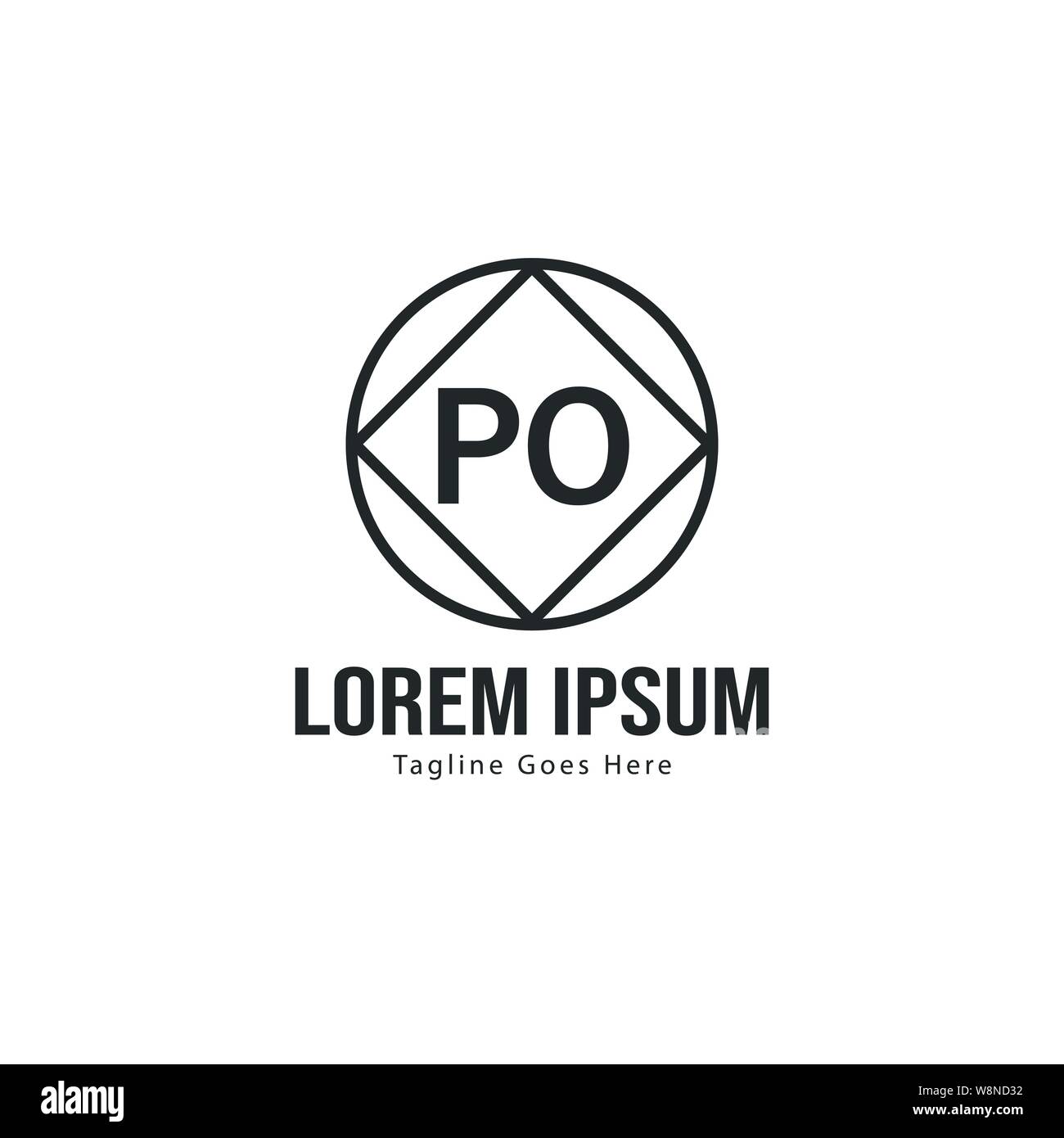 Initial PO logo template with modern frame. Minimalist PO letter logo ...