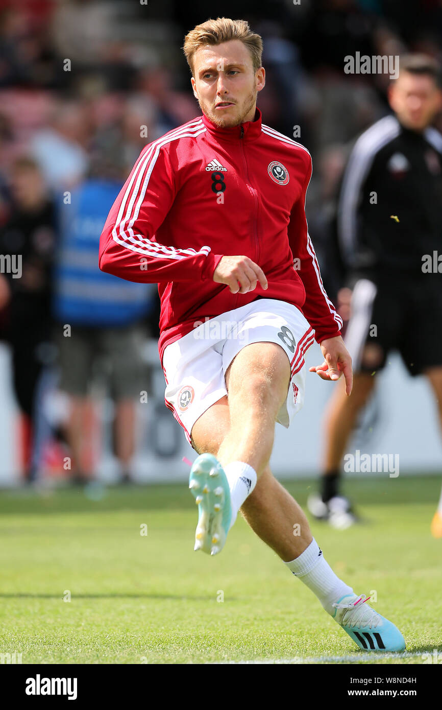 Sheffield United's Luke Freeman warming up before the Premier League ...
