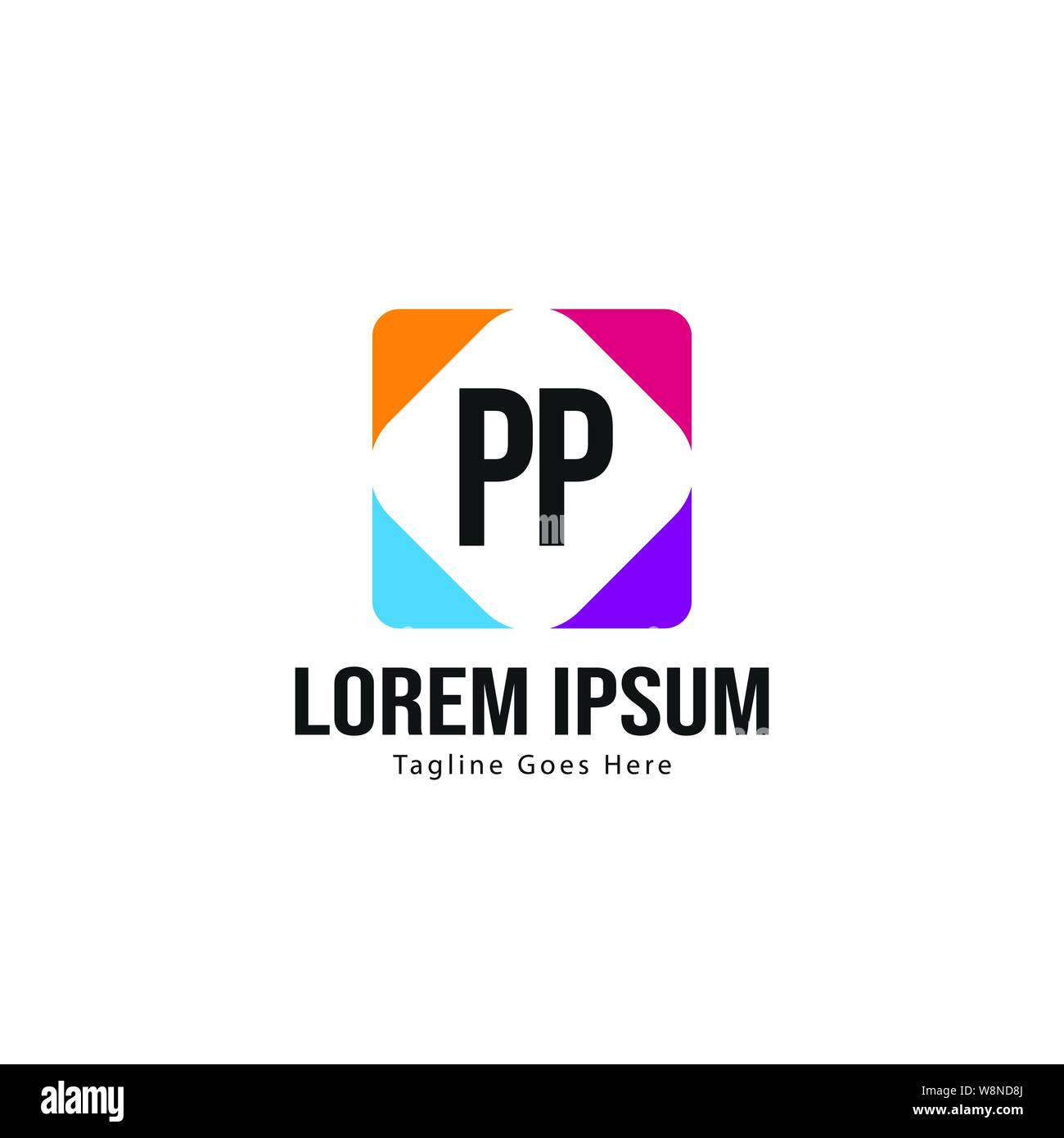 Initial PP logo template with modern frame. Minimalist PP letter logo ...