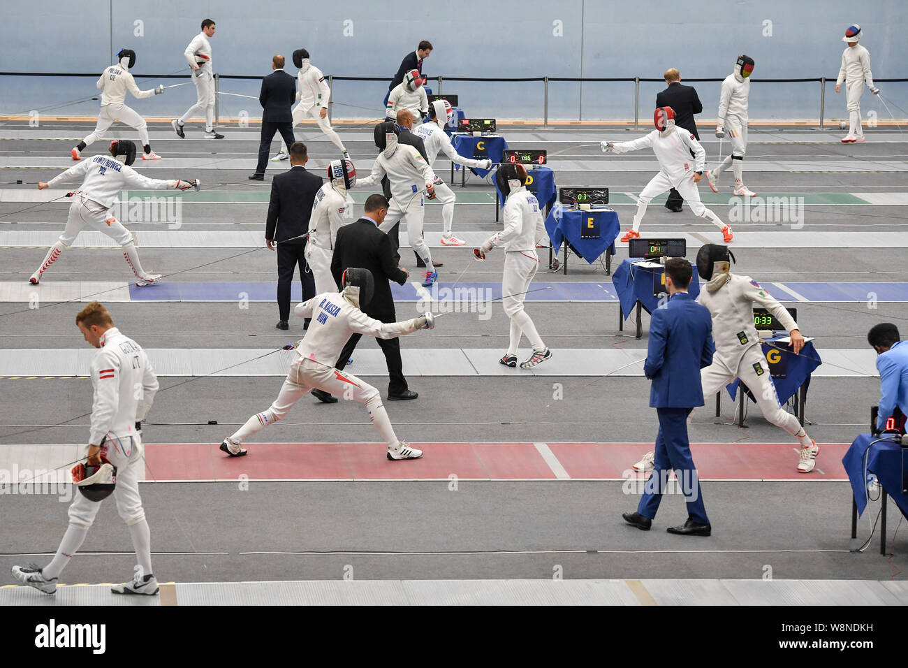 General view of action in the fencing during day five of the 2019 ...