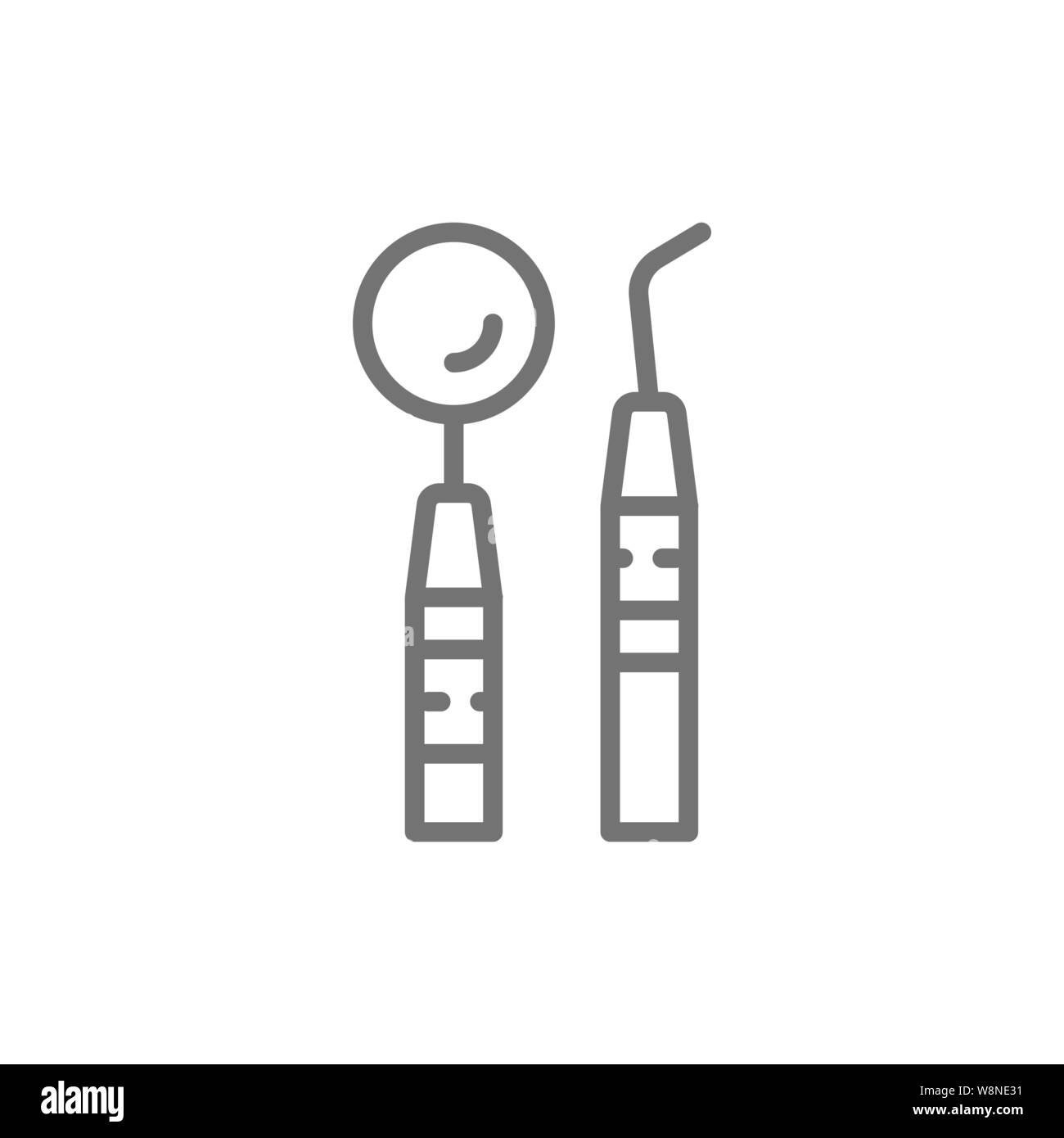 Dental examination kit, dental instruments line icon Stock Vector Image ...