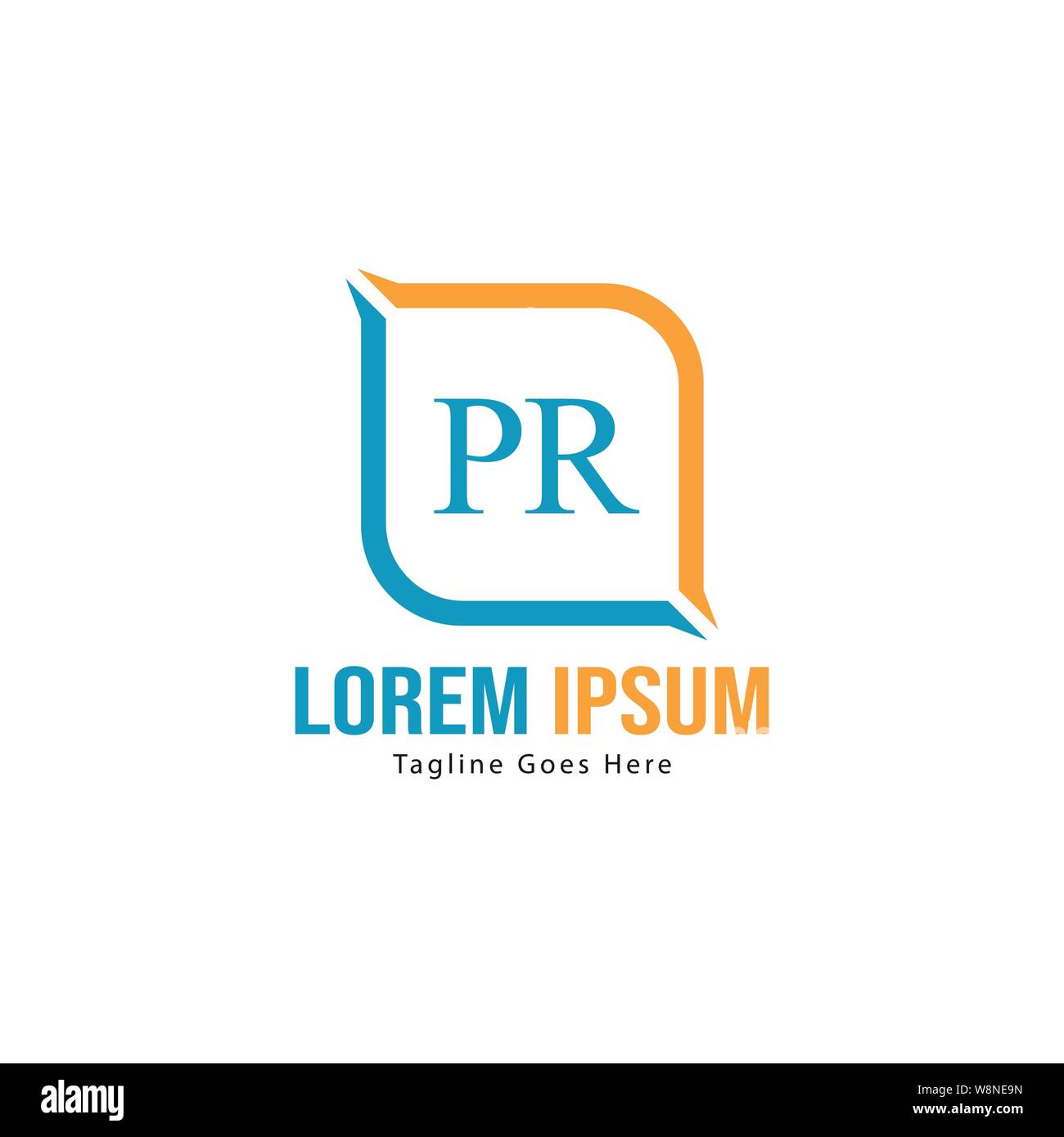 Initial PR logo template with modern frame. Minimalist PR letter logo vector illustration design ...