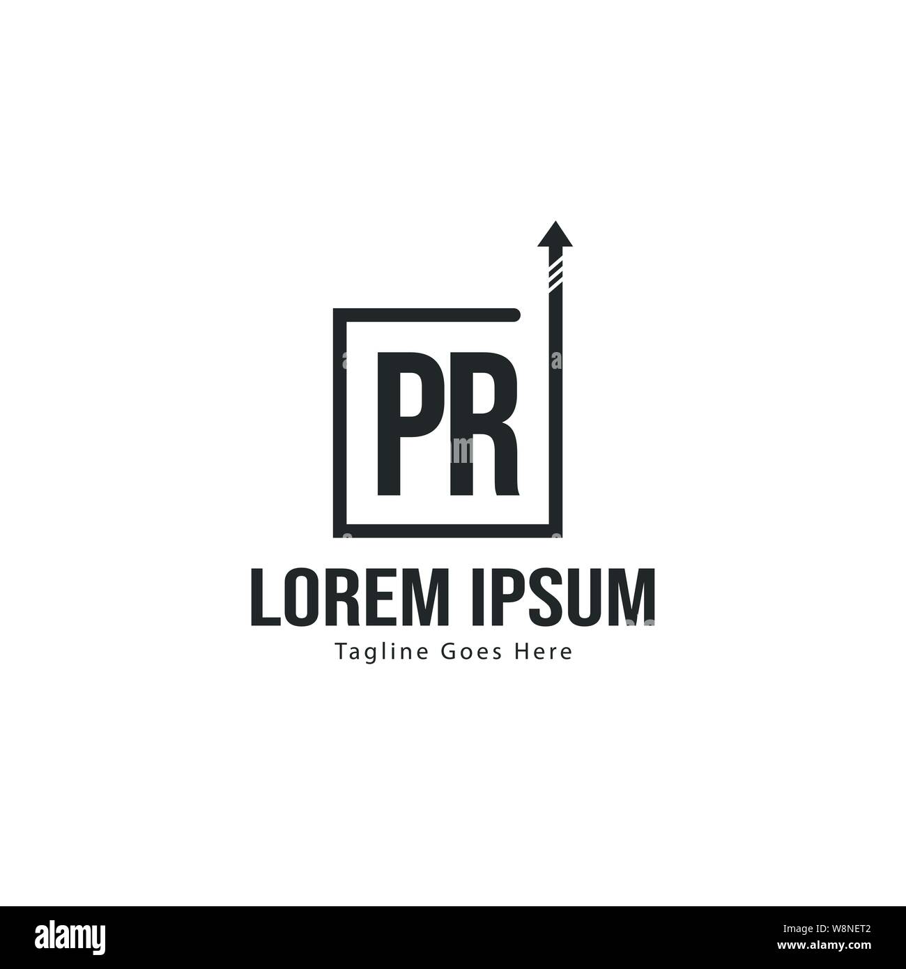 Initial PR logo template with modern frame. Minimalist PR letter logo ...