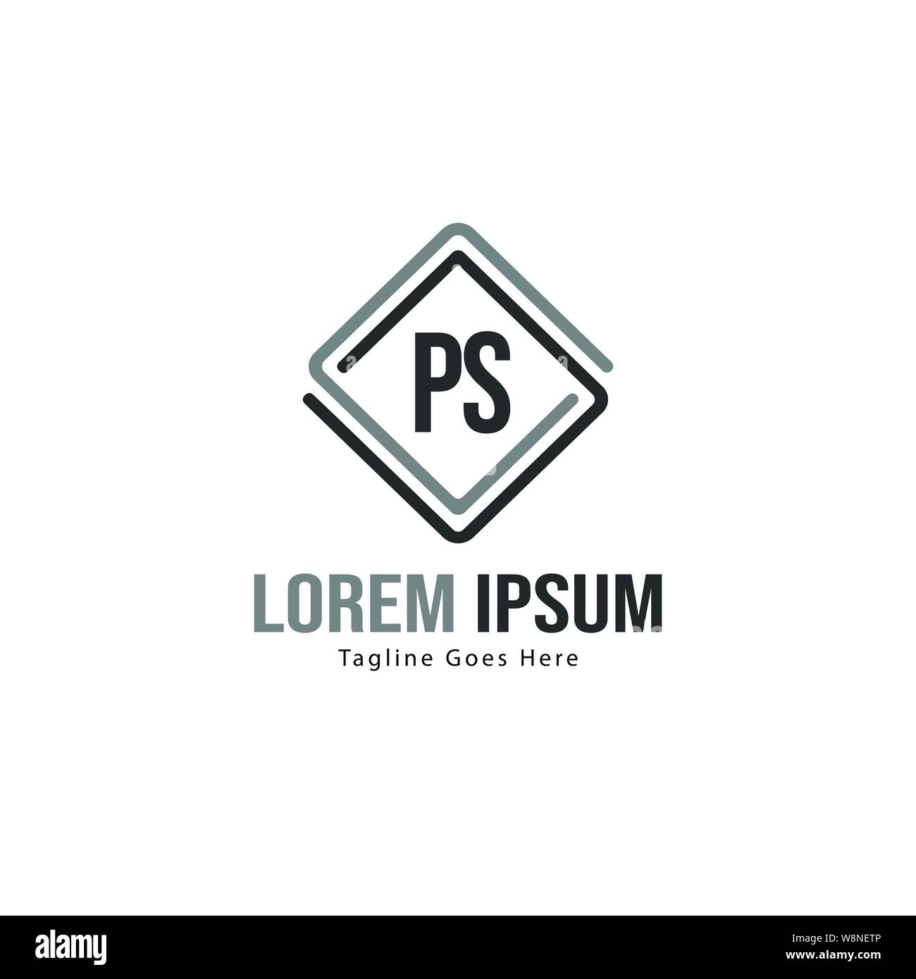 Initial PS logo template with modern frame. Minimalist PS letter logo ...