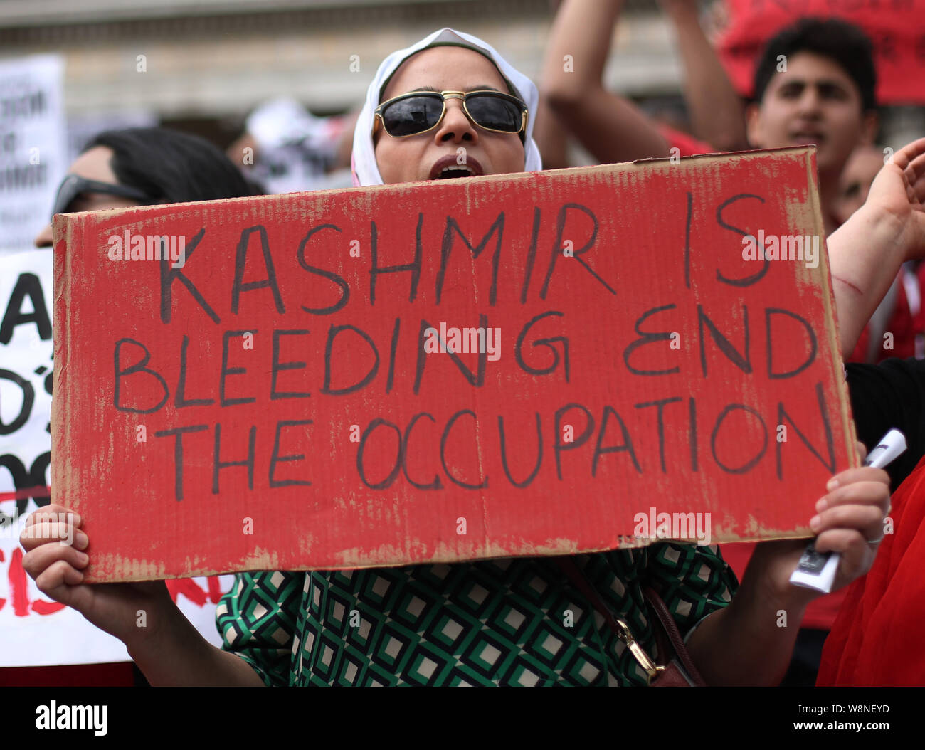 Demonstrators during a Freedom For Kashmir protest against the Indian ...