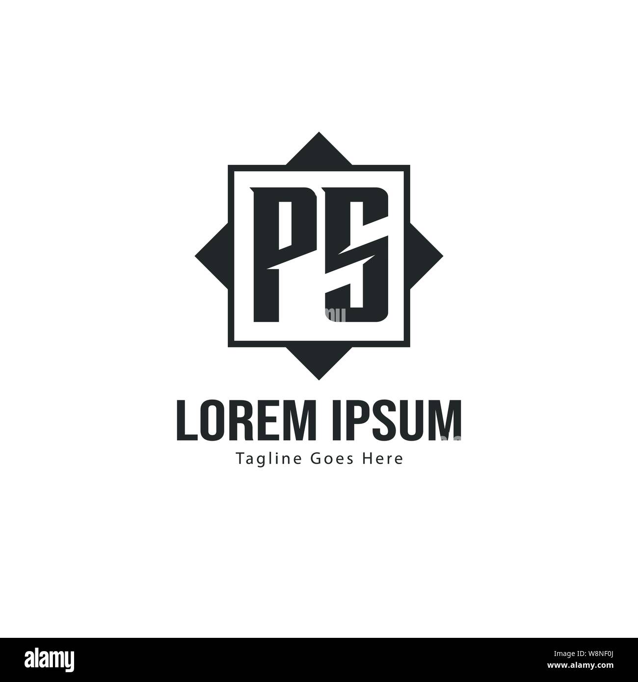 Initial PS logo template with modern frame. Minimalist PS letter logo ...