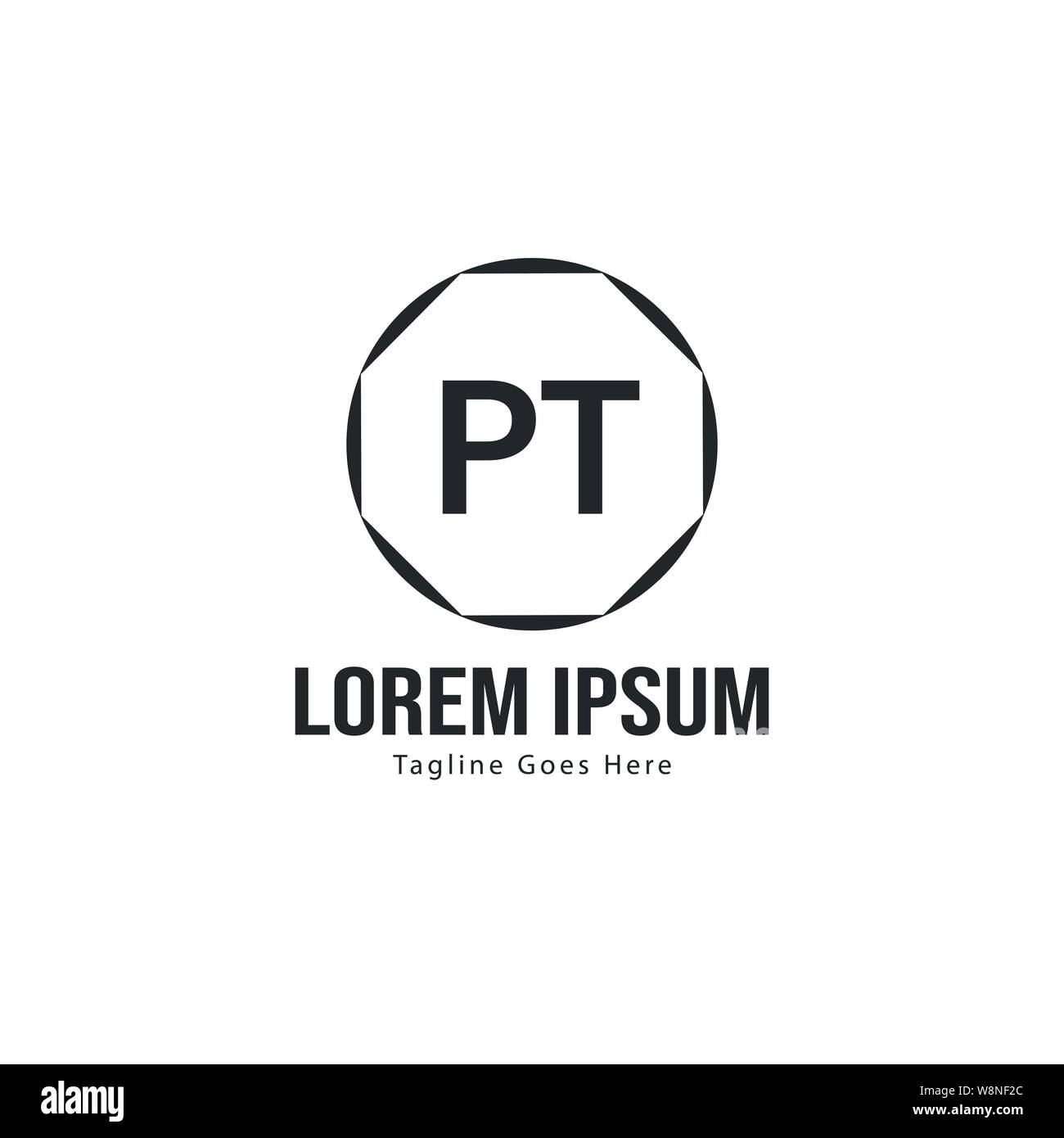 Initial PT logo template with modern frame. Minimalist PT letter logo ...