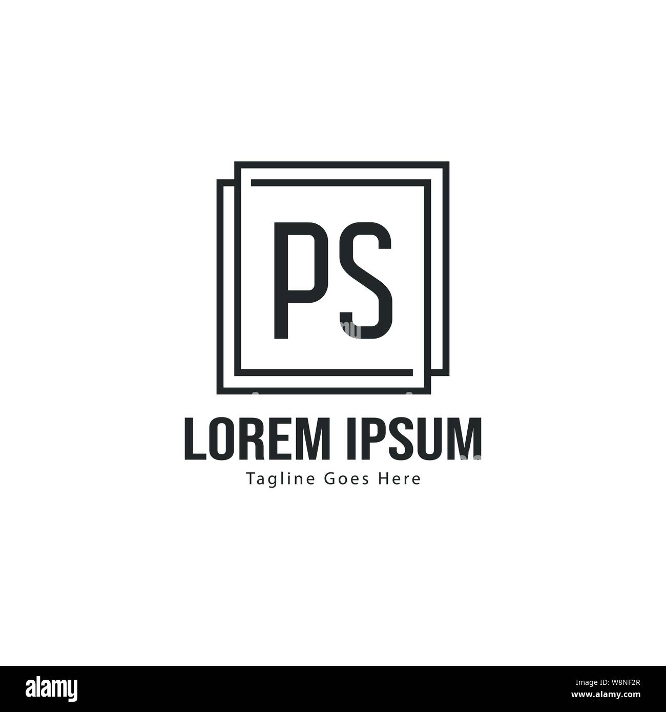 Initial PS logo template with modern frame. Minimalist PS letter logo ...