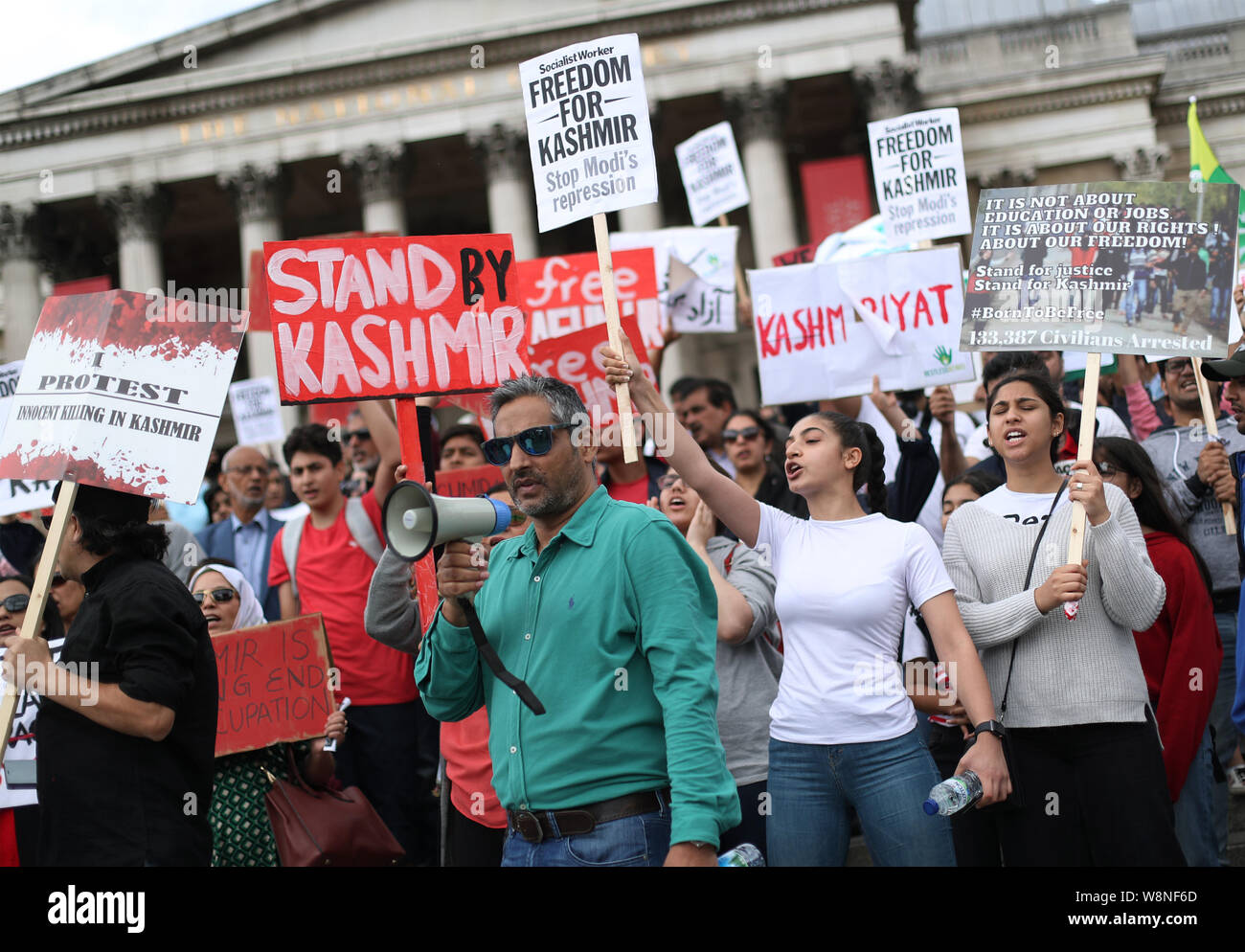Demonstrators during a Freedom For Kashmir protest against the Indian ...