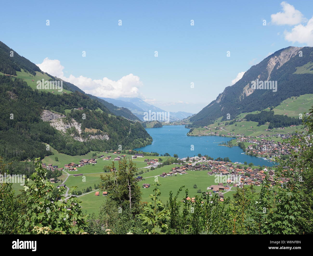 European lake Brienz landscape seen from Brunig Pass in Switzerland ...