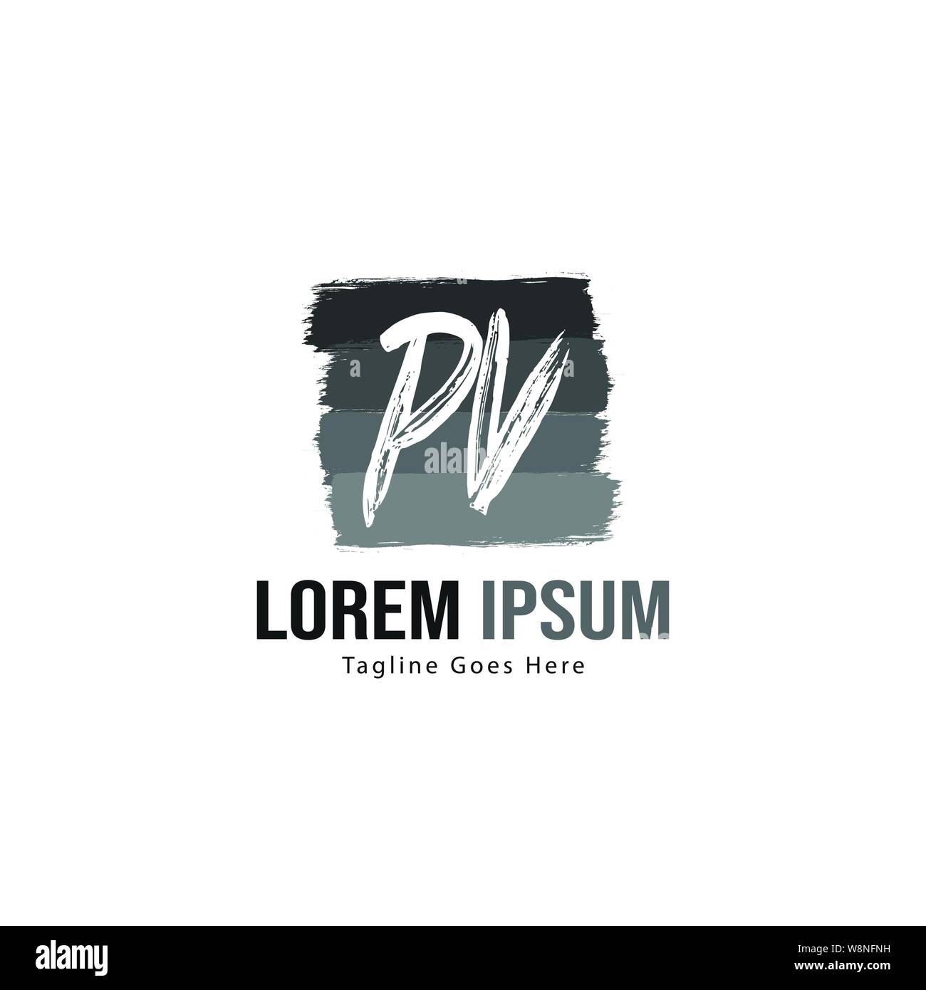 Initial PV logo template with modern frame. Minimalist PV letter logo ...