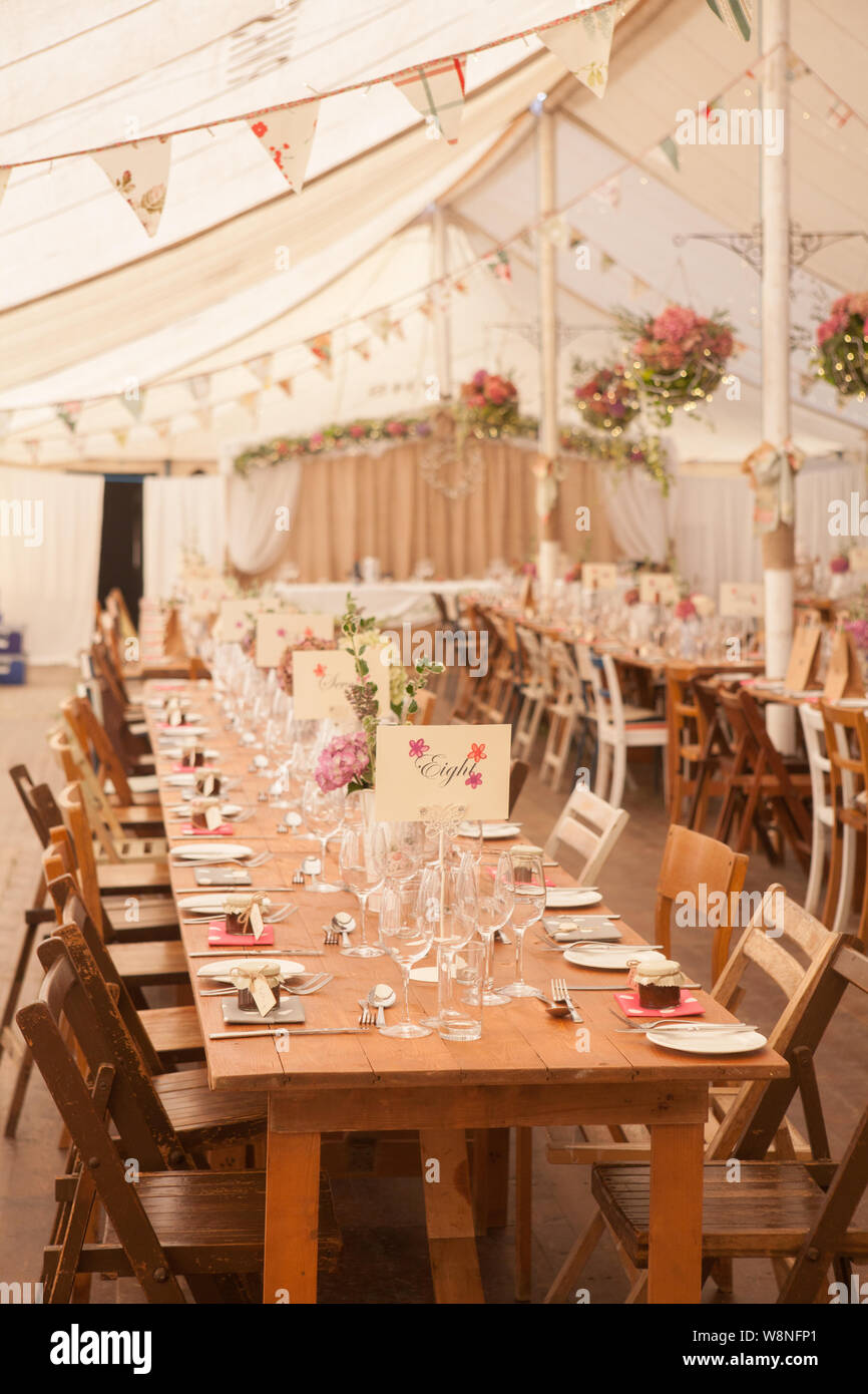 Country Style Marquee Wedding Decorations Stock Photo - Alamy