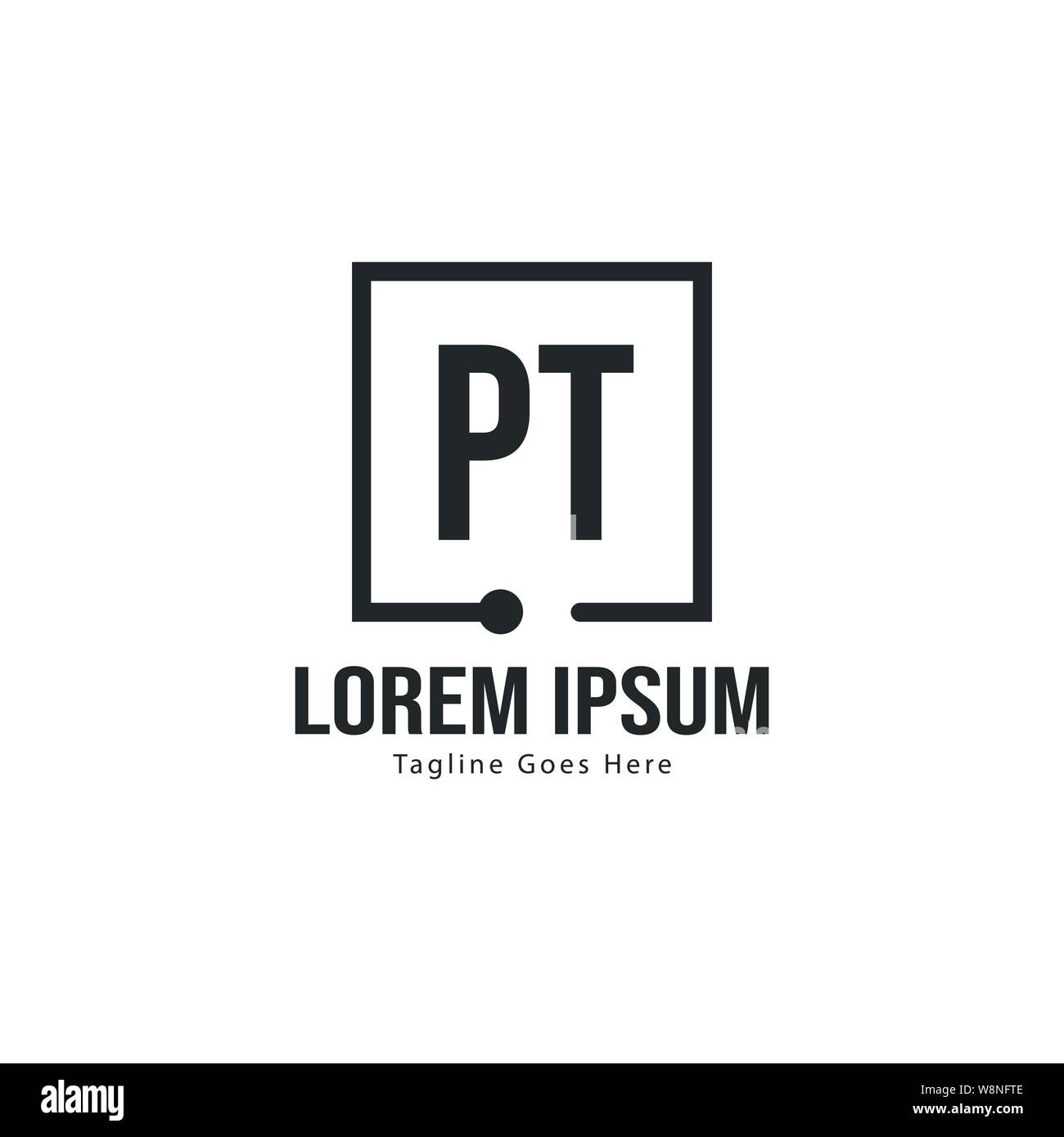 Initial PT logo template with modern frame. Minimalist PT letter logo ...