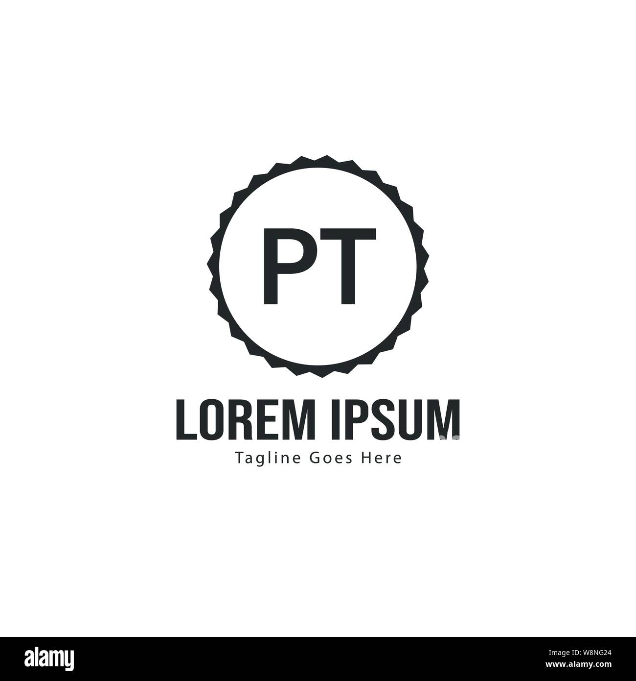 Initial PT logo template with modern frame. Minimalist PT letter logo ...