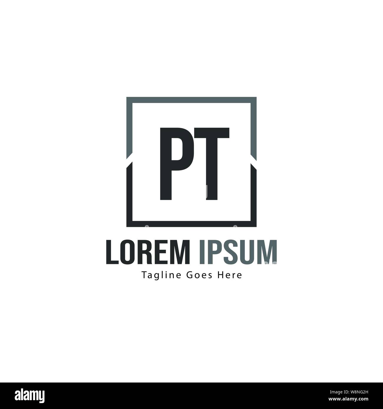 Initial PT logo template with modern frame. Minimalist PT letter logo ...