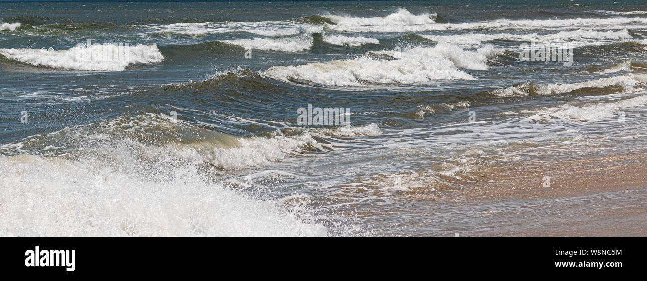 The Atlantic Ocean is too rough to swim with wave after wave breaking ...