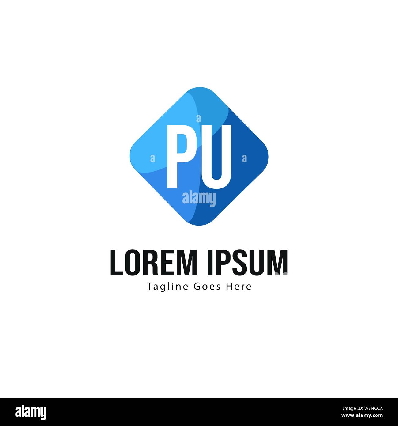 Initial PU logo template with modern frame. Minimalist PU letter logo ...