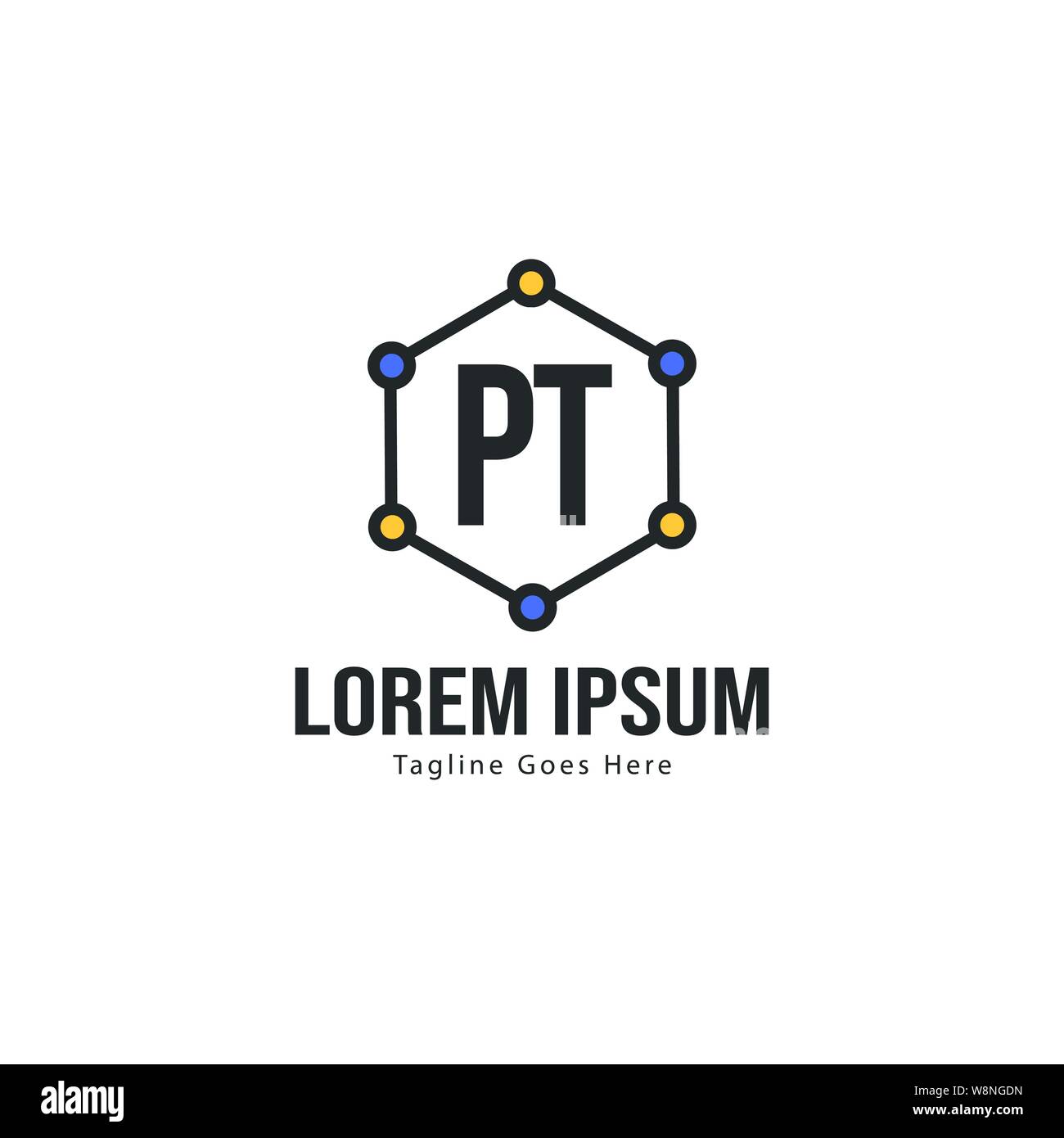 Initial PT logo template with modern frame. Minimalist PT letter logo ...