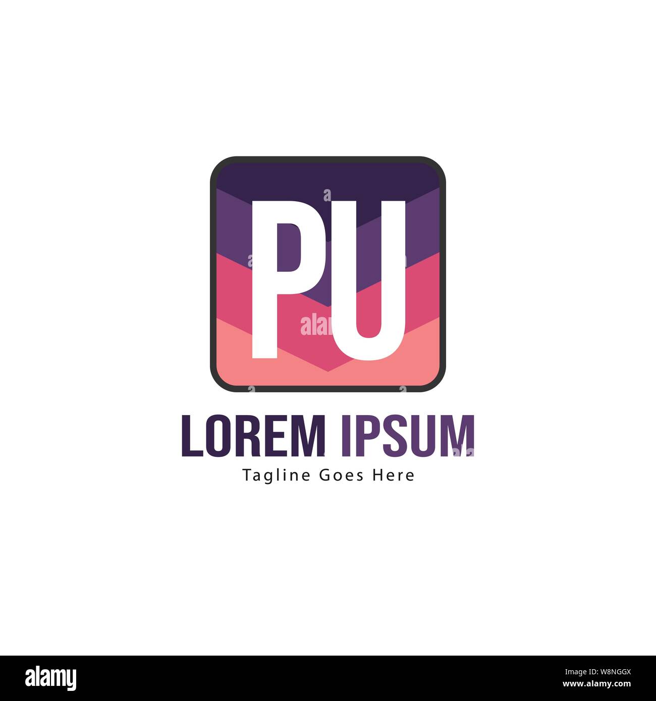 Initial PU logo template with modern frame. Minimalist PU letter logo ...
