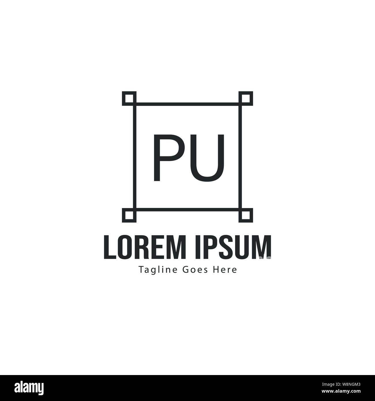 Initial PU logo template with modern frame. Minimalist PU letter logo ...